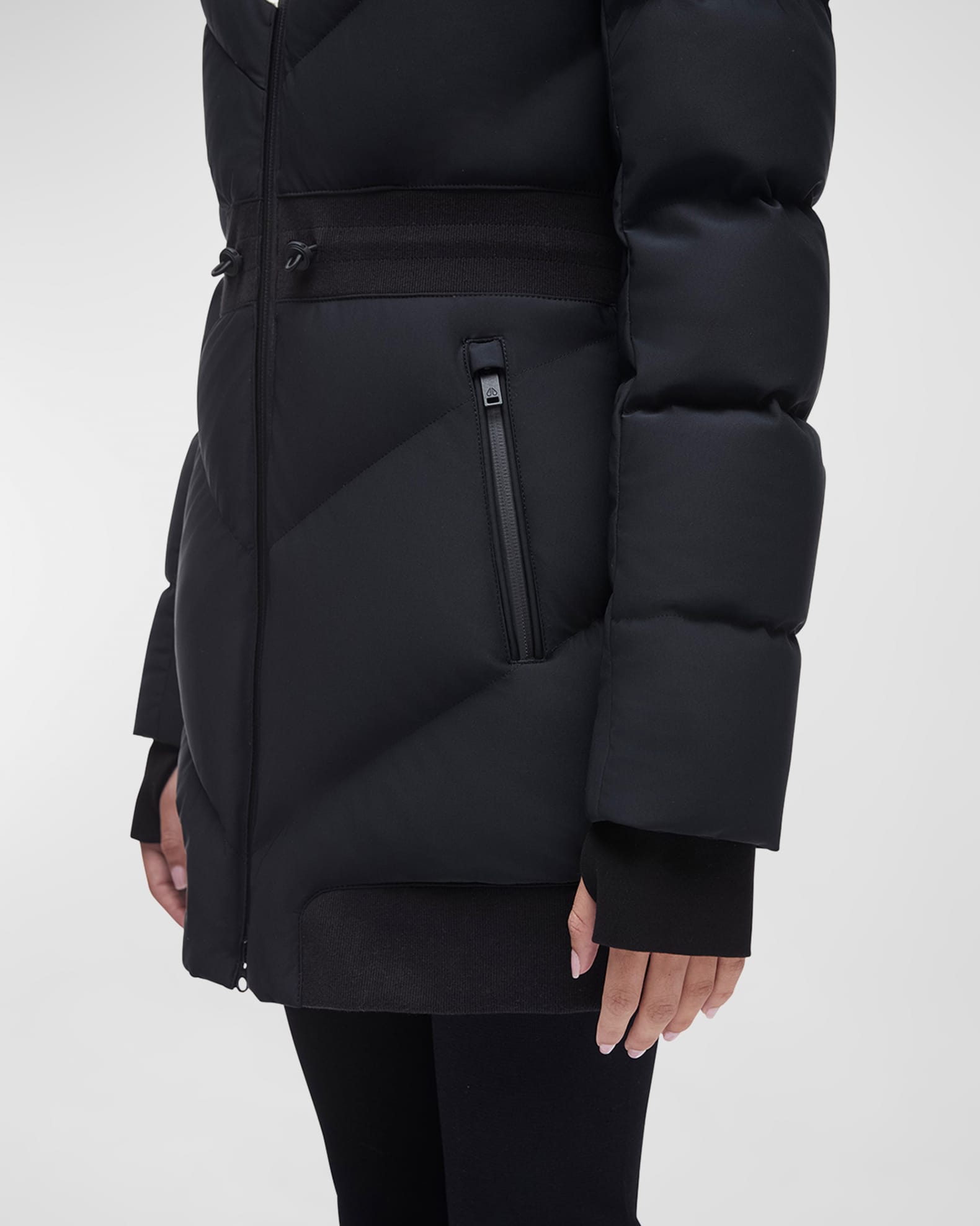 Moose Knuckles Cambria Cinched Puffer Jacket w/ Shearling Trim | Neiman ...