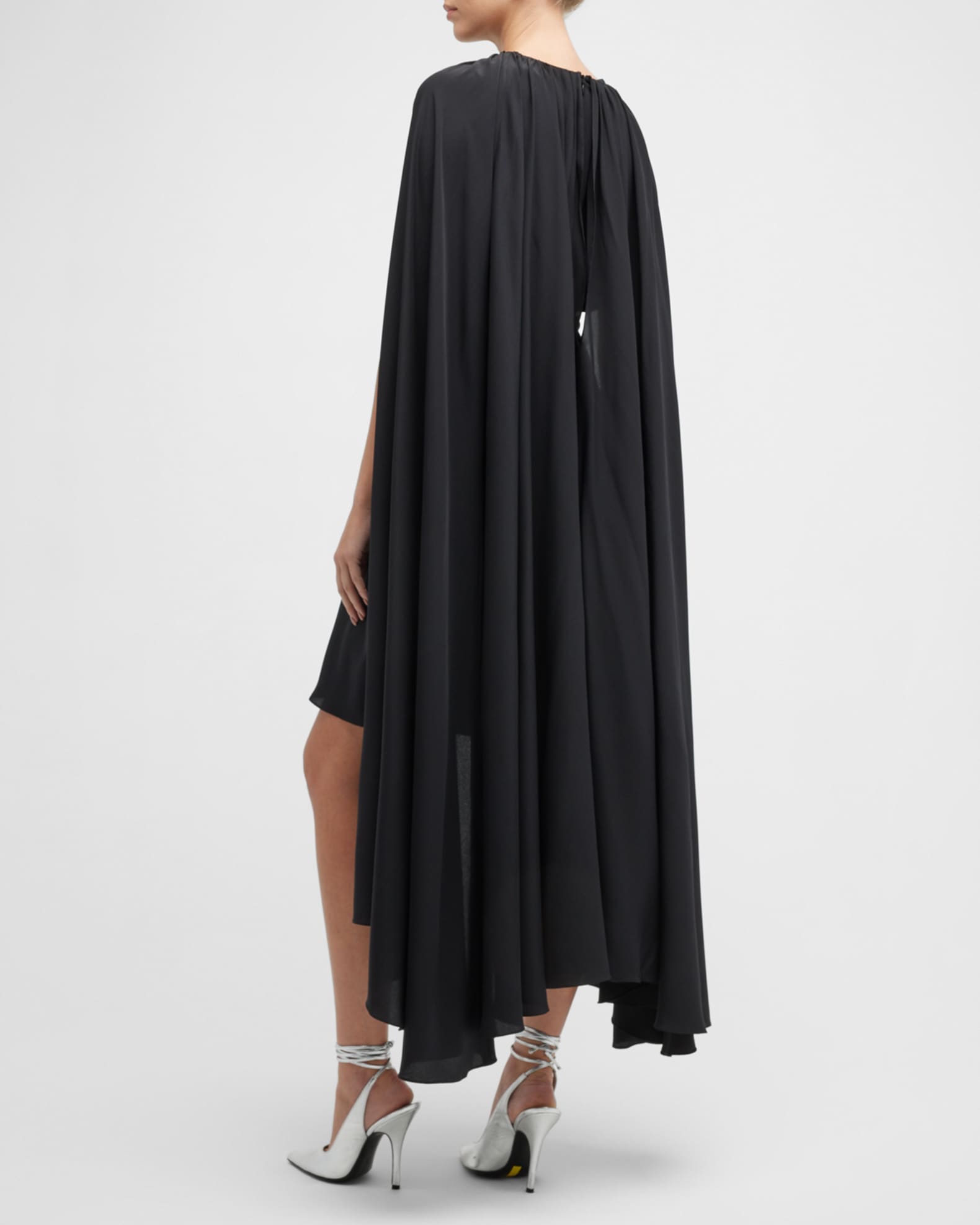 ARIAS New York Gathered Mock-Neck Cape Dress | Neiman Marcus