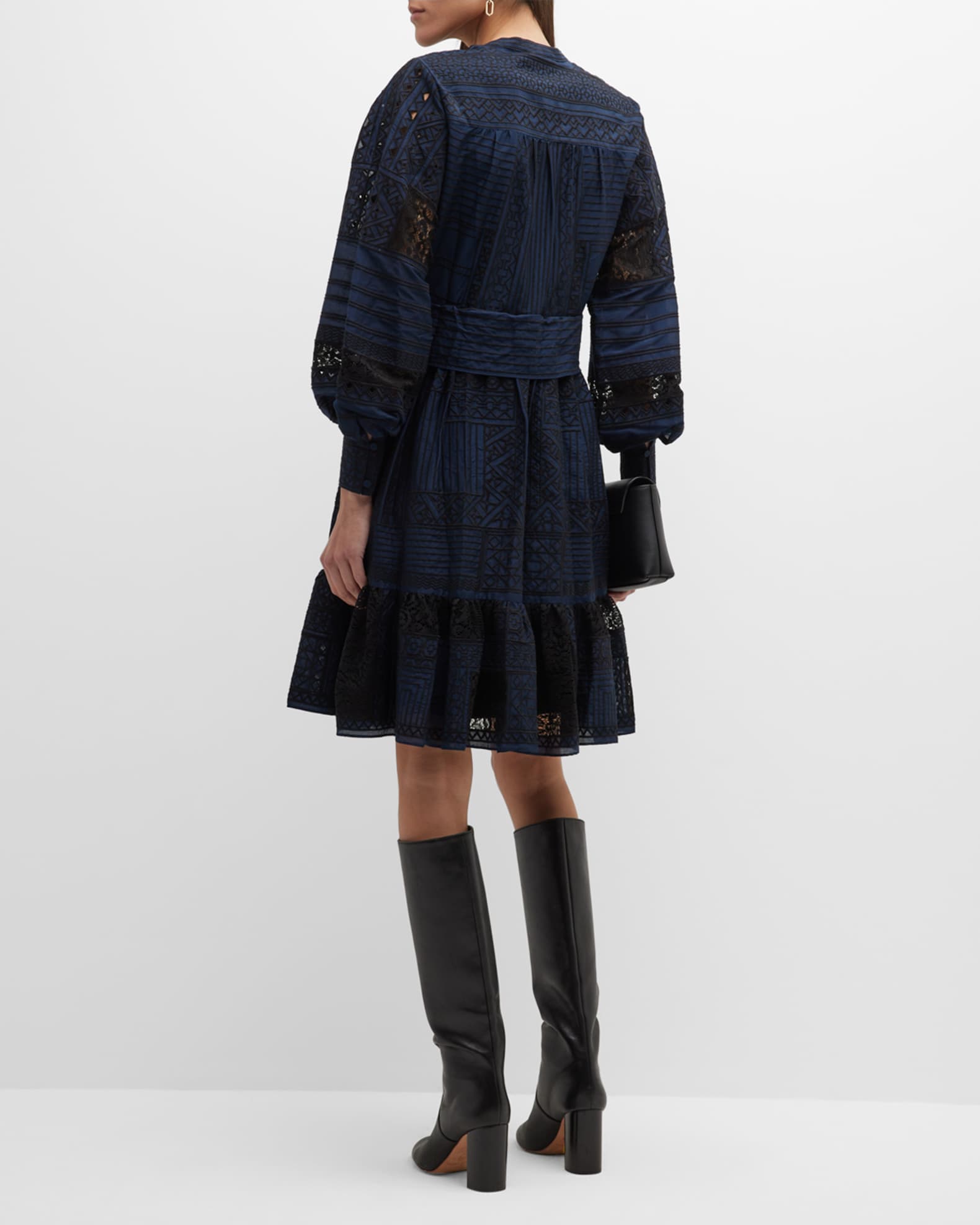 Kobi Halperin Joanie Embroidered Bishop-Sleeve Dress | Neiman Marcus