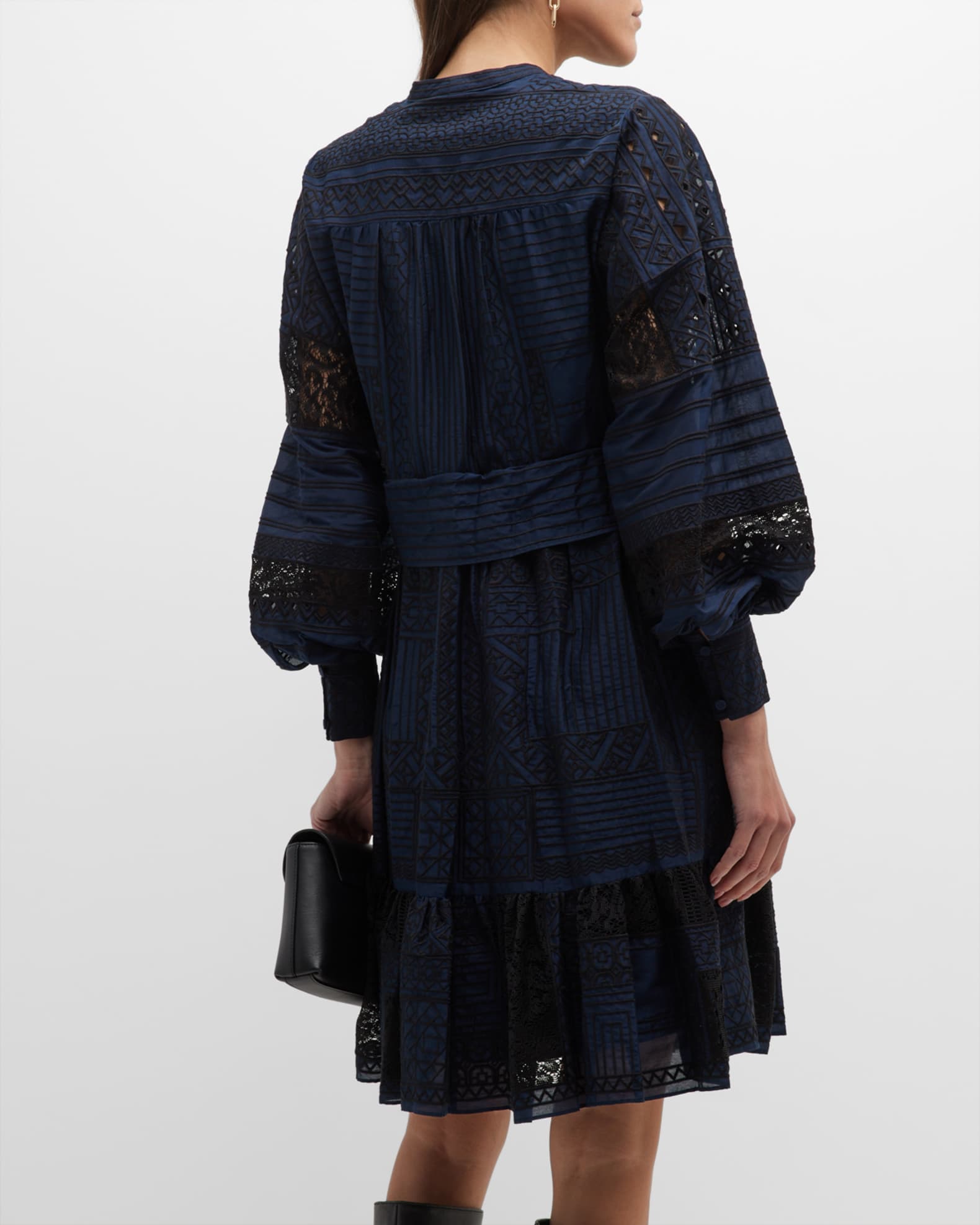 Kobi Halperin Joanie Embroidered Bishop-Sleeve Dress | Neiman Marcus