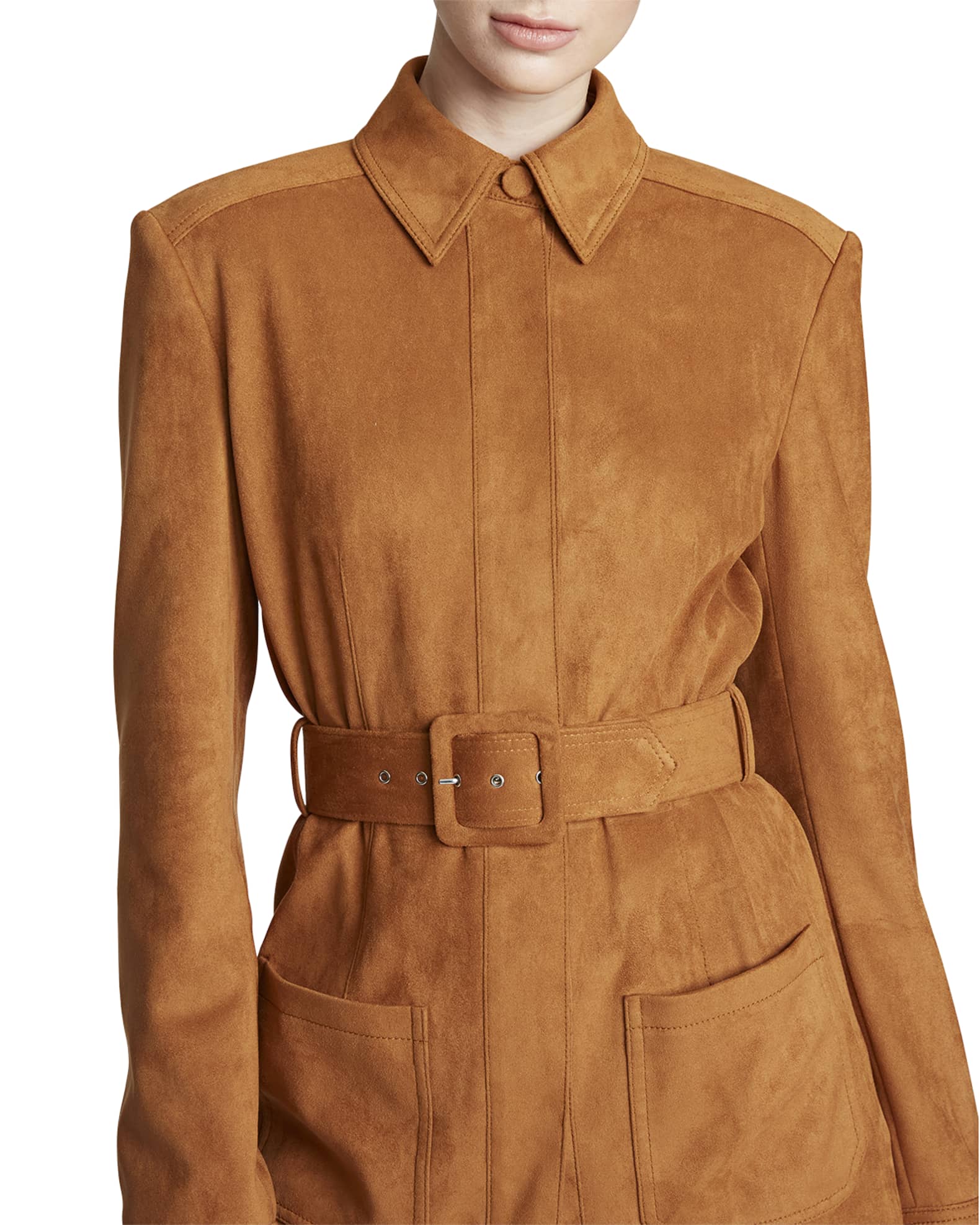 Halston Jesse Belted Suede Jacket | Neiman Marcus
