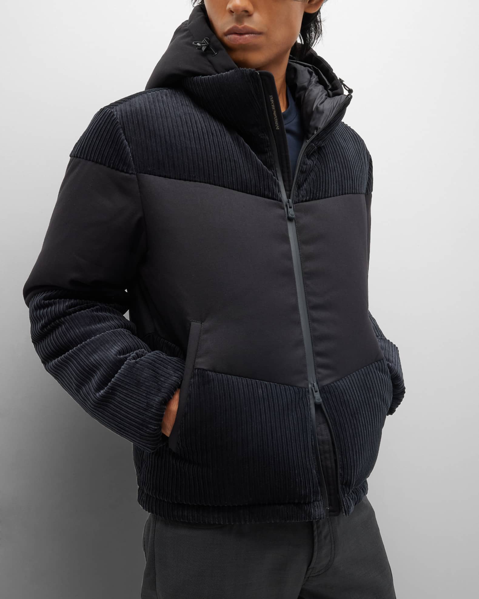 Emporio Armani Men's Hooded Down Puffer Jacket | Neiman Marcus