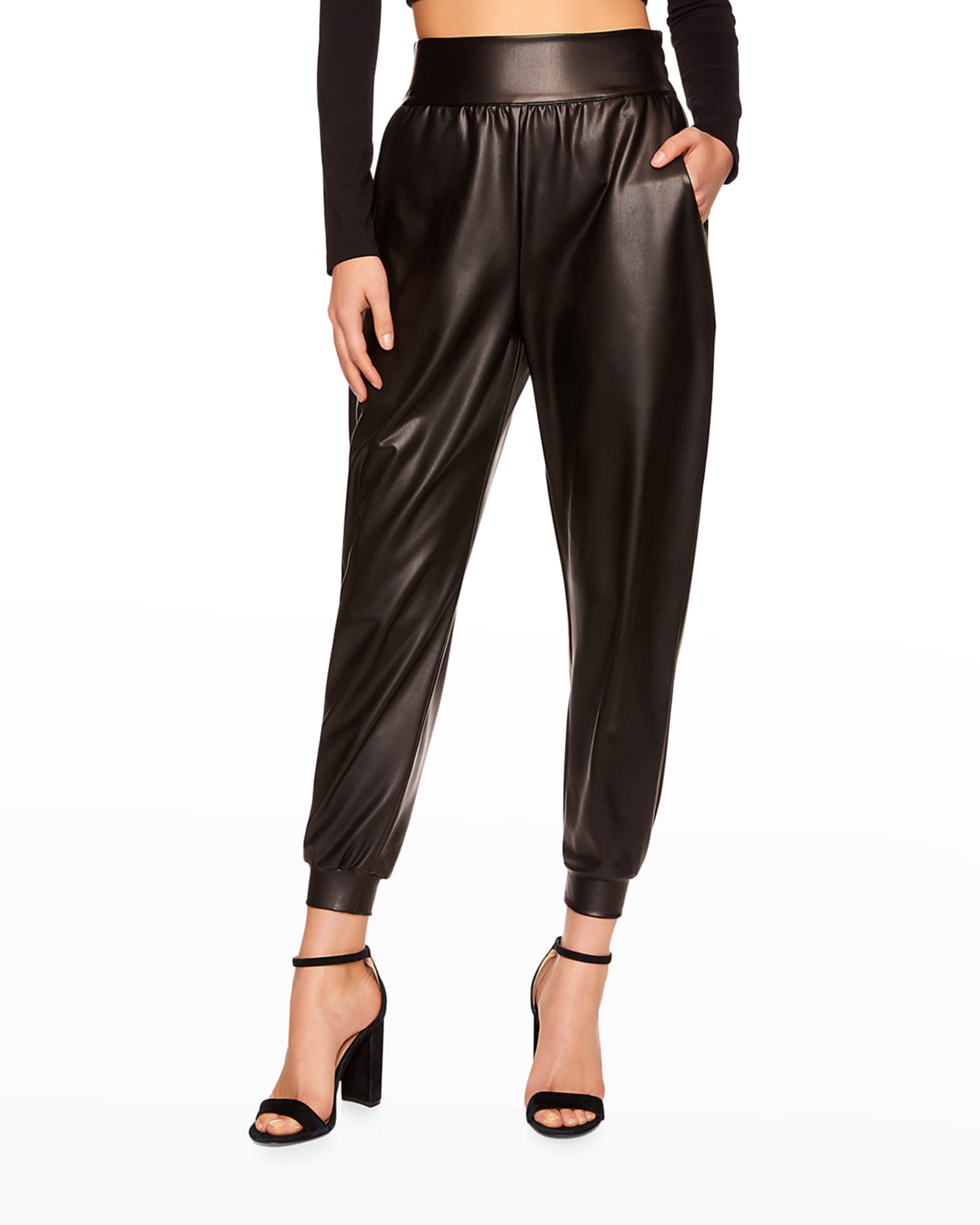 Susana Monaco Faux-Leather Jogger Pants | Neiman Marcus