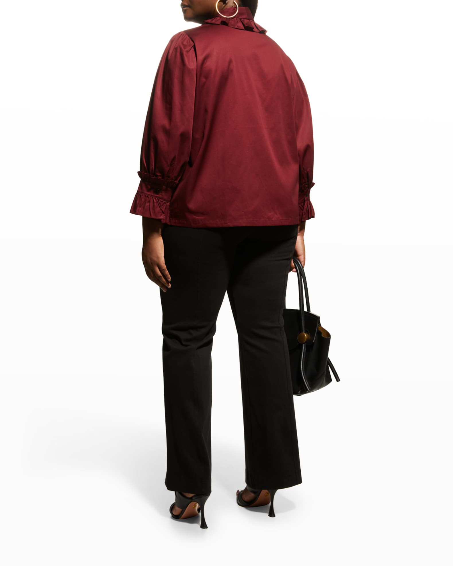 Harshman Plus Size Fuella Ruffled Button Down Shirt Neiman Marcus