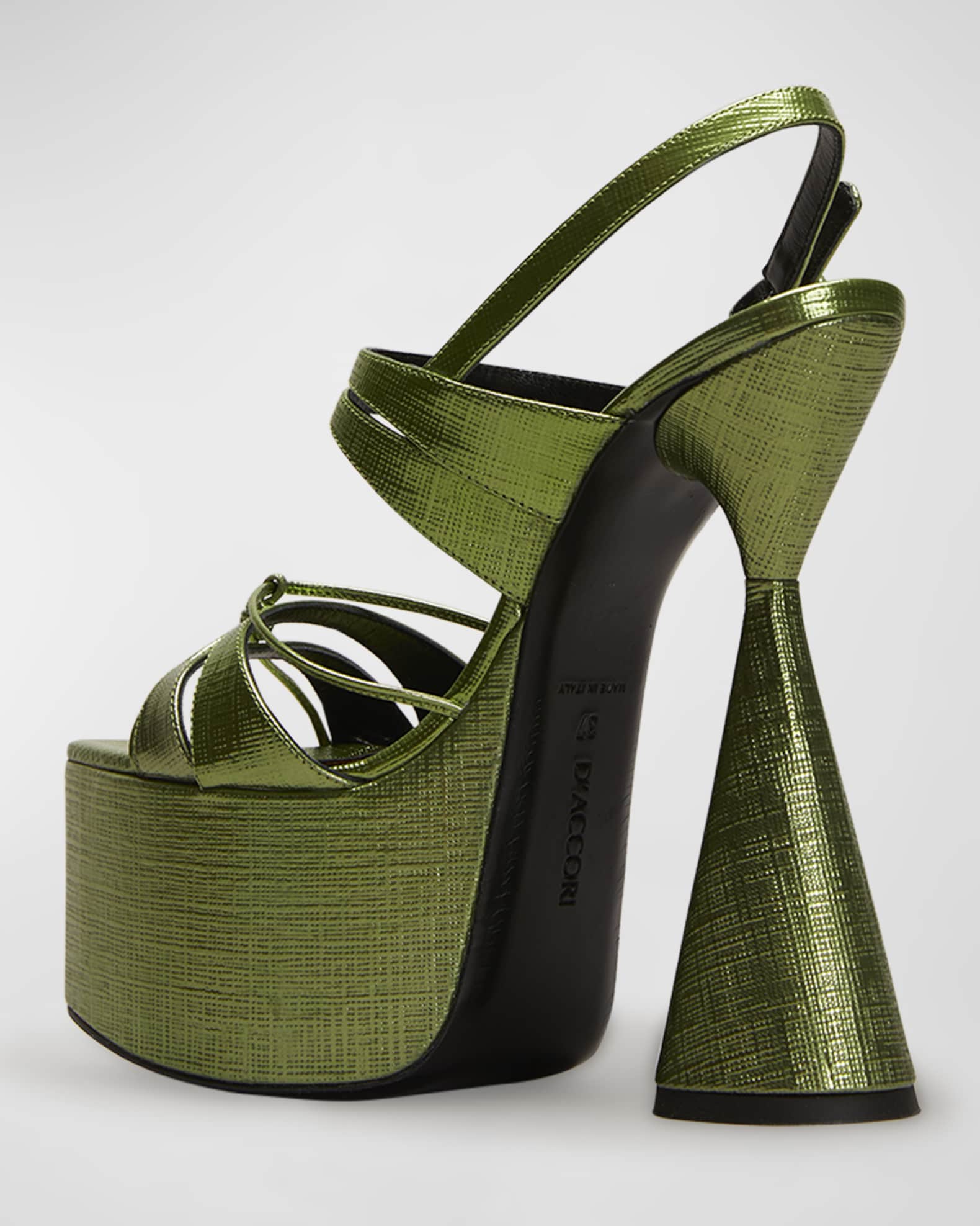 D'ACCORI Belle Calfskin Slingback Platform Sandals | Neiman Marcus