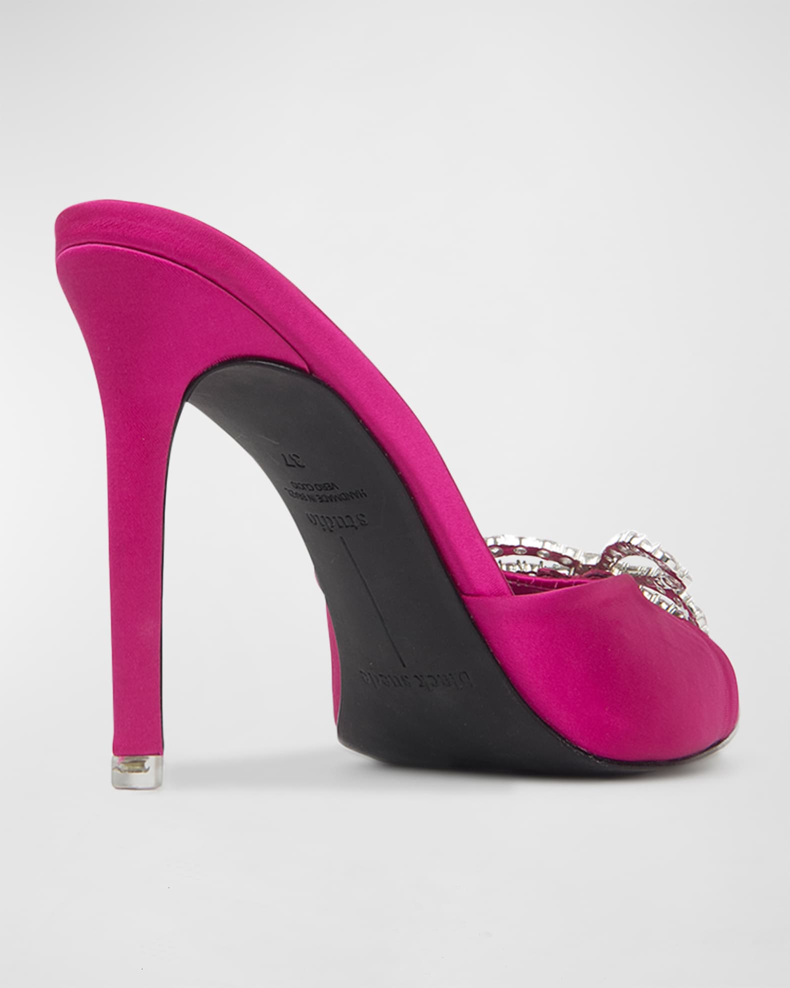 Black Suede Studio Brynn Crystal-Bow Mule Sandals | Neiman Marcus