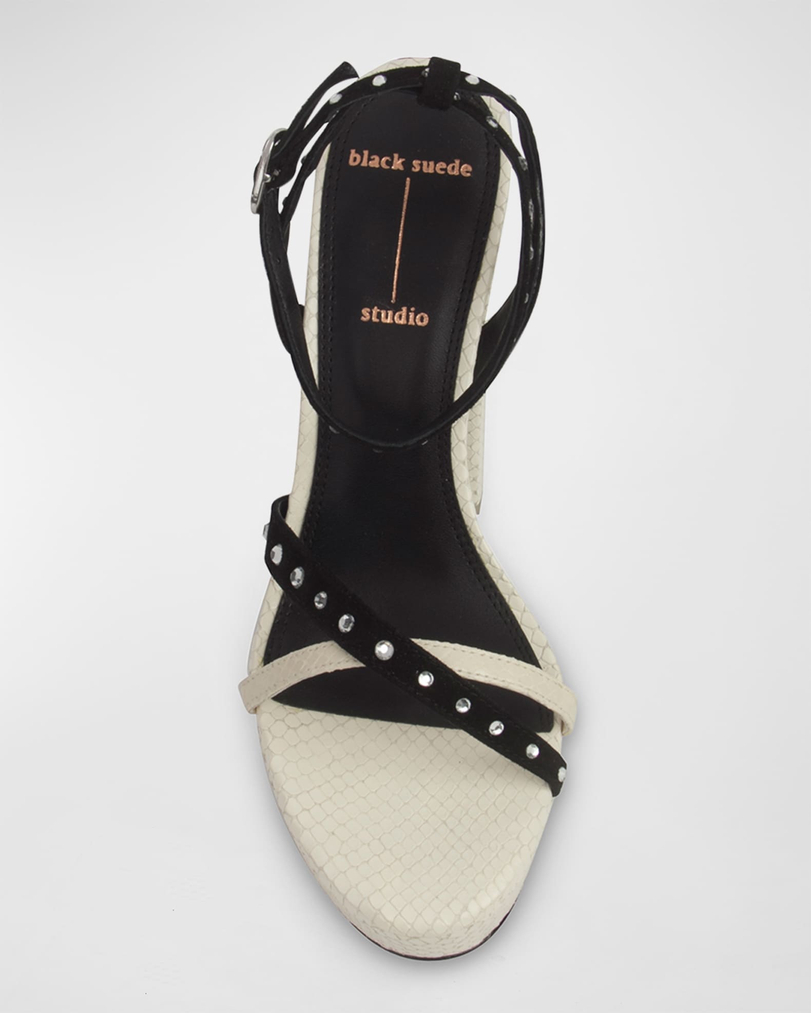 Black Suede Studio x Caroline Alina Crystal Stud Platform Sandals ...