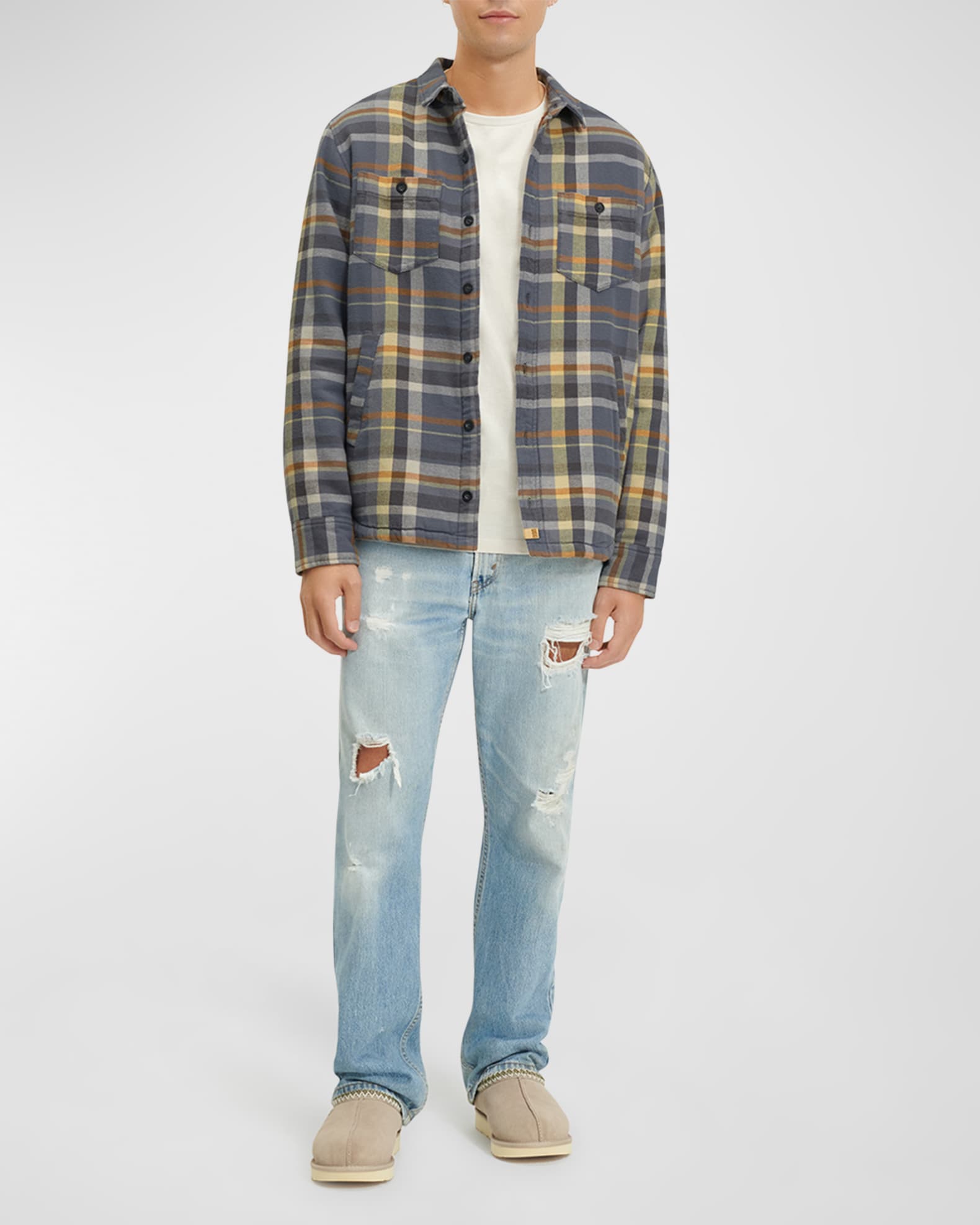 UGG Men's Braxton Sherpa-Lined Plaid Shirt Jacket | Neiman Marcus