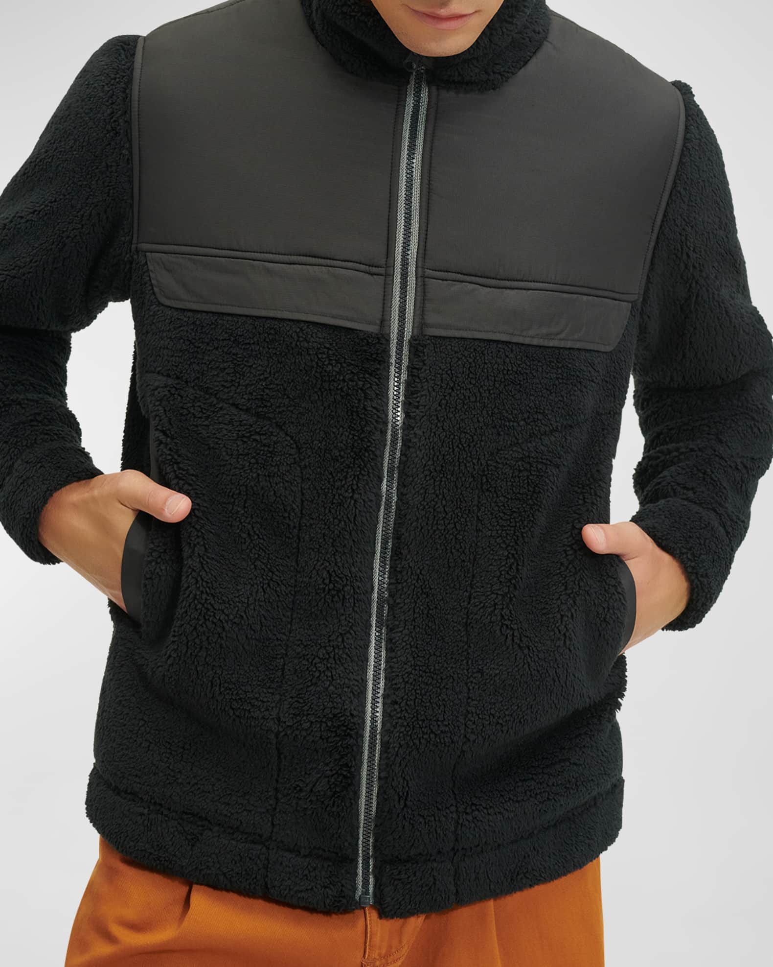 UGG Men's Seth Nylon Blocked Zip Sherpa Jacket | Neiman Marcus