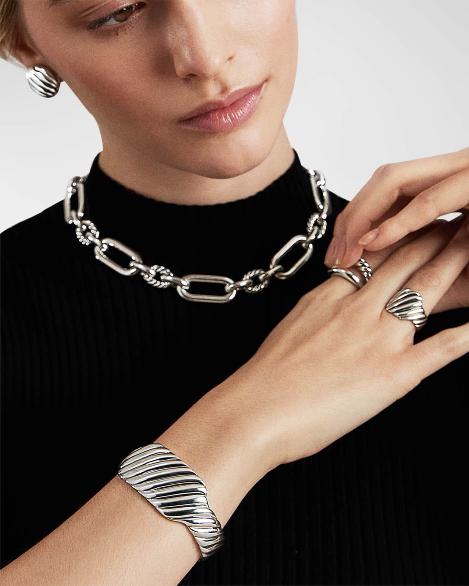 David Yurman Sculpted Cable Contour Cuff Bracelet in Silver, 26mm ...