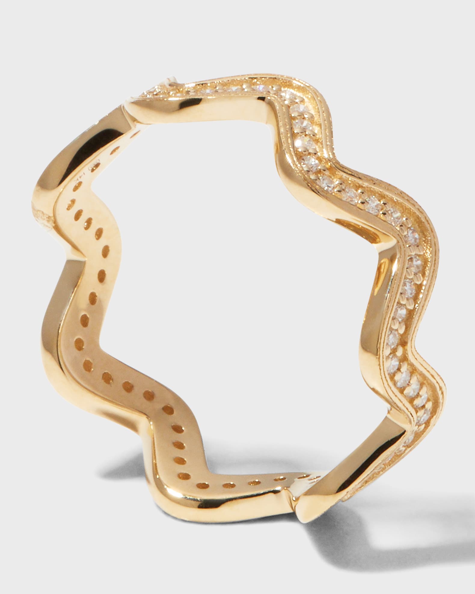 Sydney Evan Yellow Gold Wavy Ring with Diamonds, Size 7 | Neiman Marcus