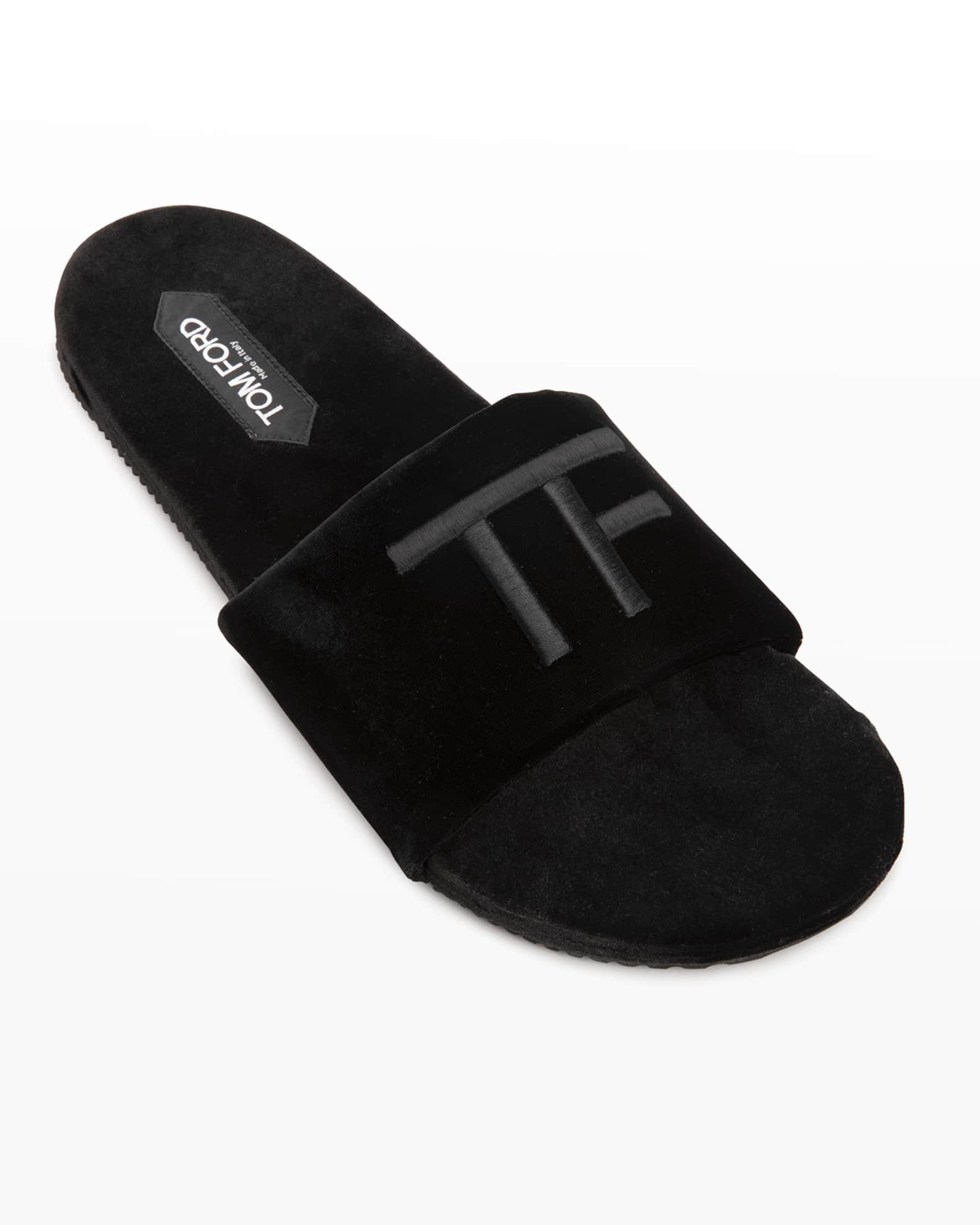 TOM FORD Men's Harrison TF-Logo Slippers | Neiman Marcus