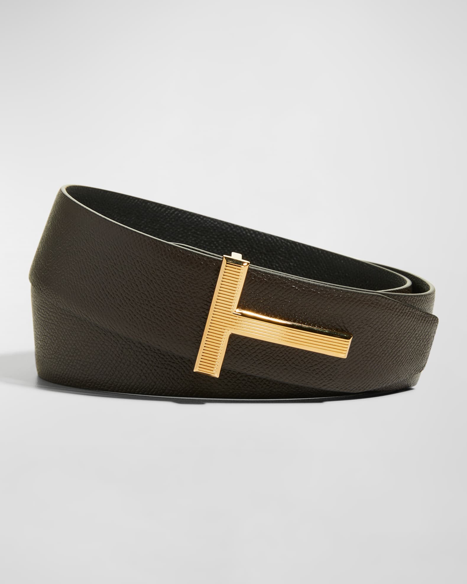 TOM FORD Men's Reversible Leather T-Buckle Belt | Neiman Marcus