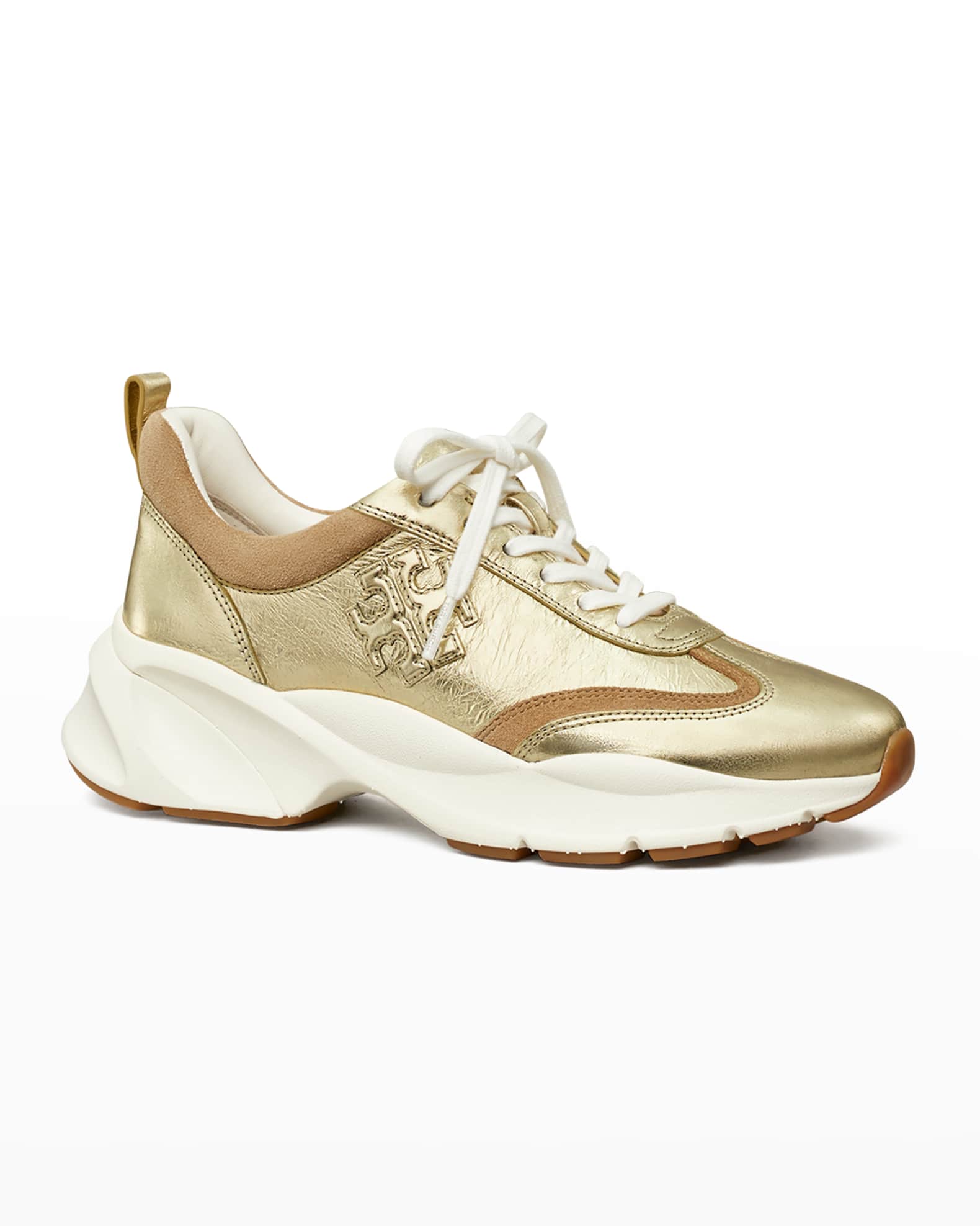 Tory Burch Good Luck Metallic Trainer Sneakers | Neiman Marcus