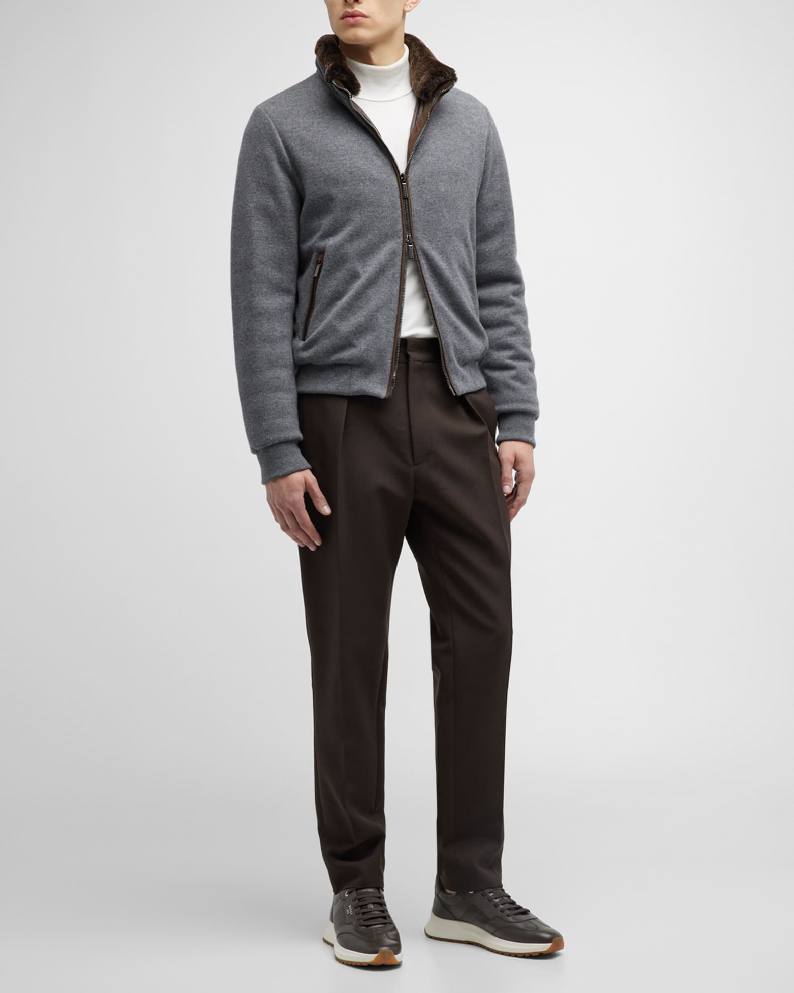MooRER Men's Bomber Jacket with Shearling Collar | Neiman Marcus