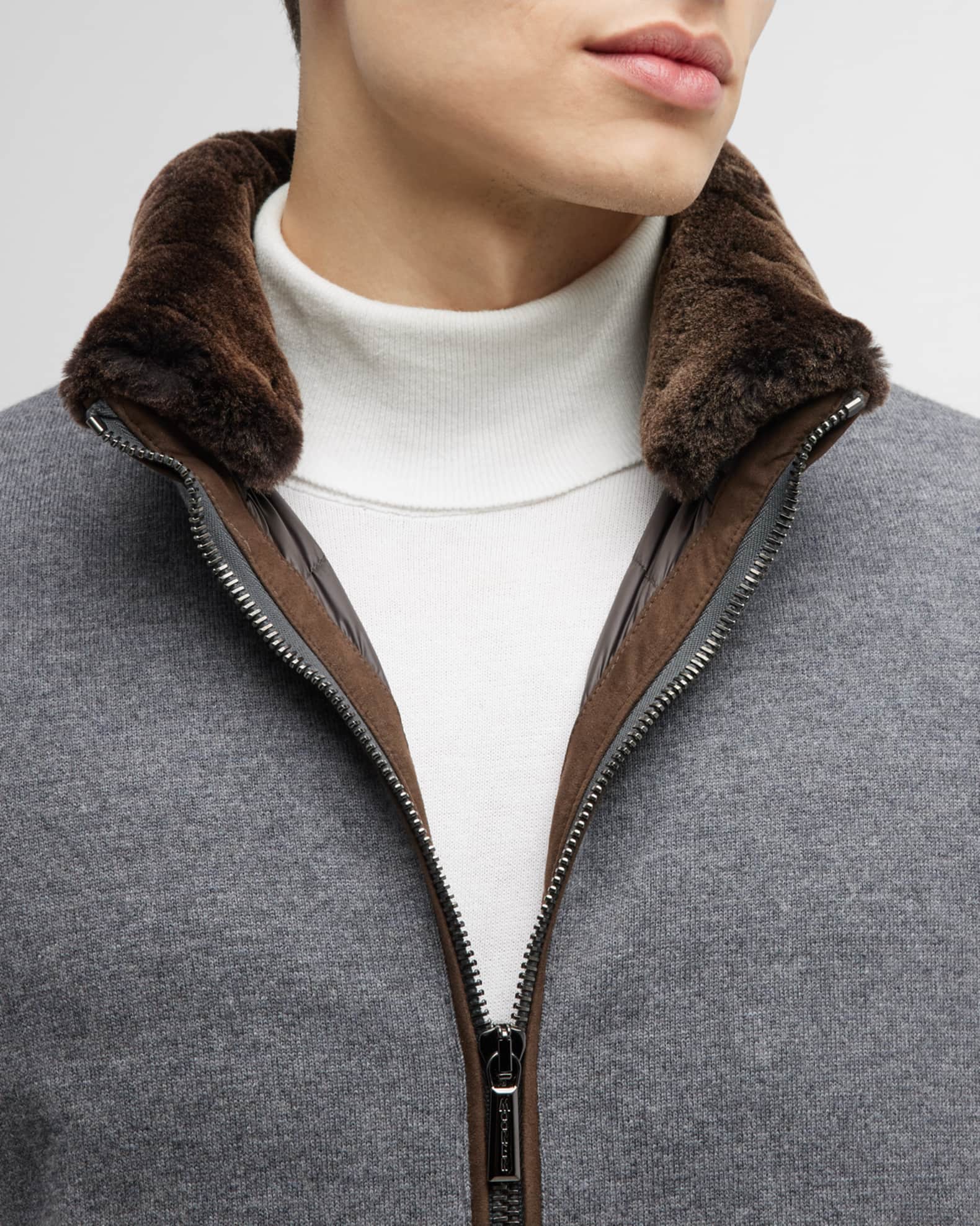 MooRER Men's Bomber Jacket with Shearling Collar | Neiman Marcus