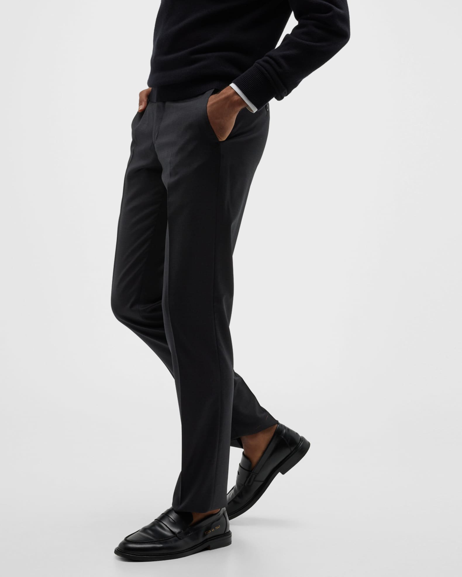 Zanella Men's Micro-Check Stretch Wool Dress Pants | Neiman Marcus