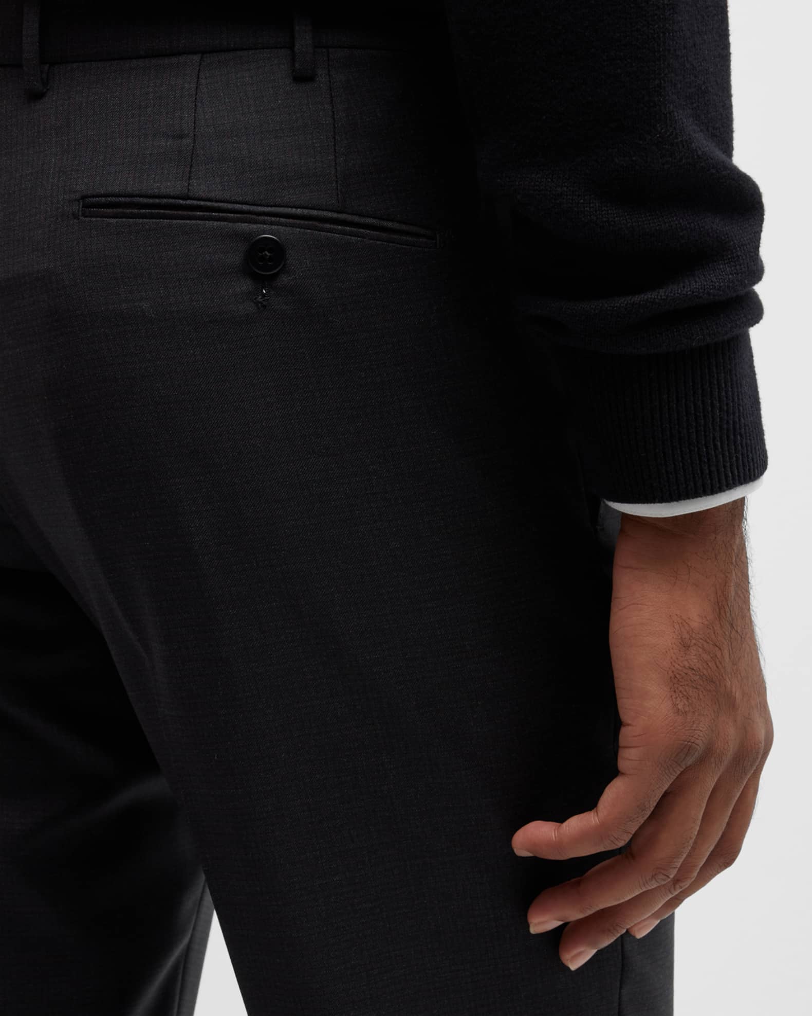 Zanella Men's Micro-Check Stretch Wool Dress Pants | Neiman Marcus