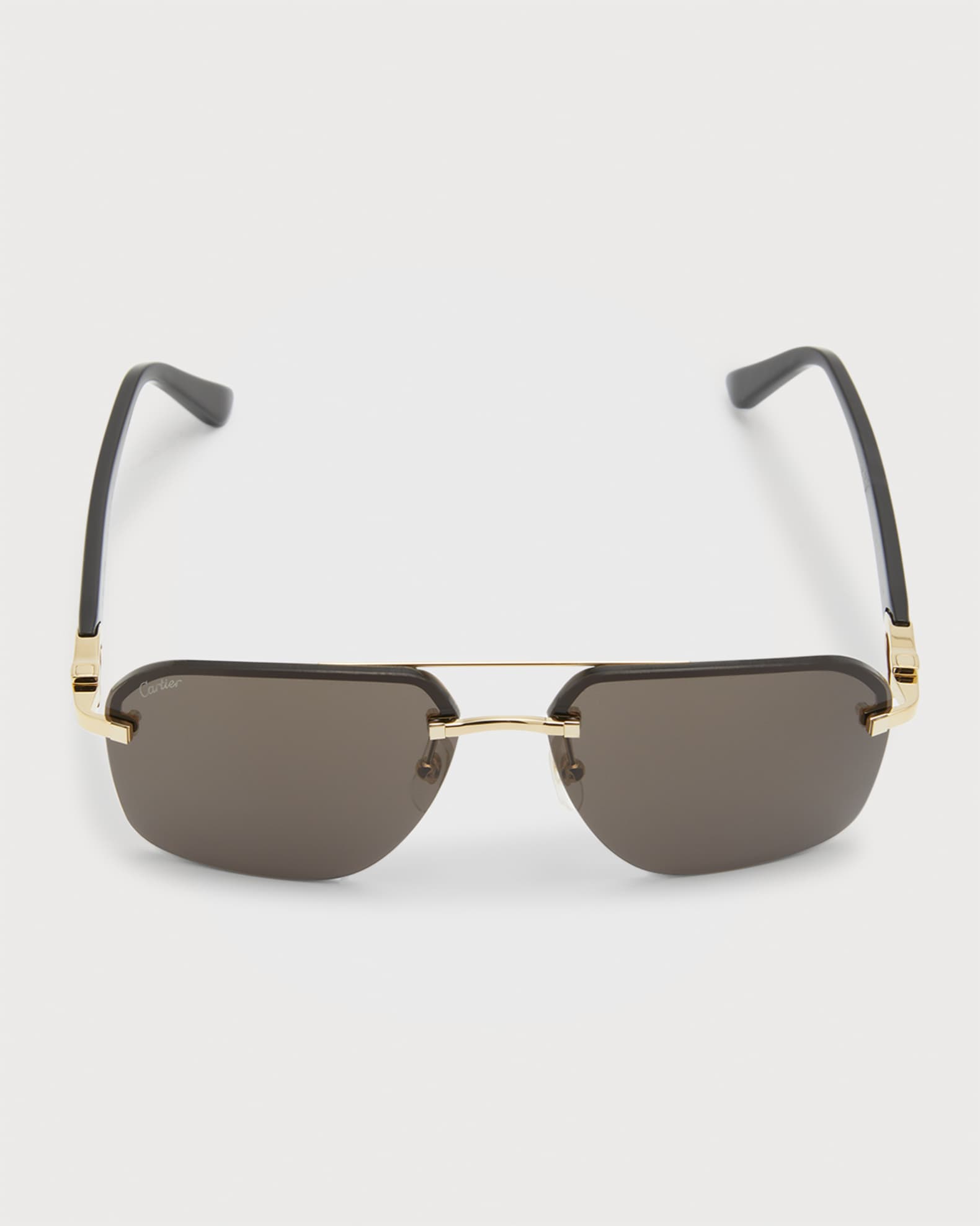 Cartier Men's Rimless Double-Bridge Aviator Sunglasses | Neiman Marcus