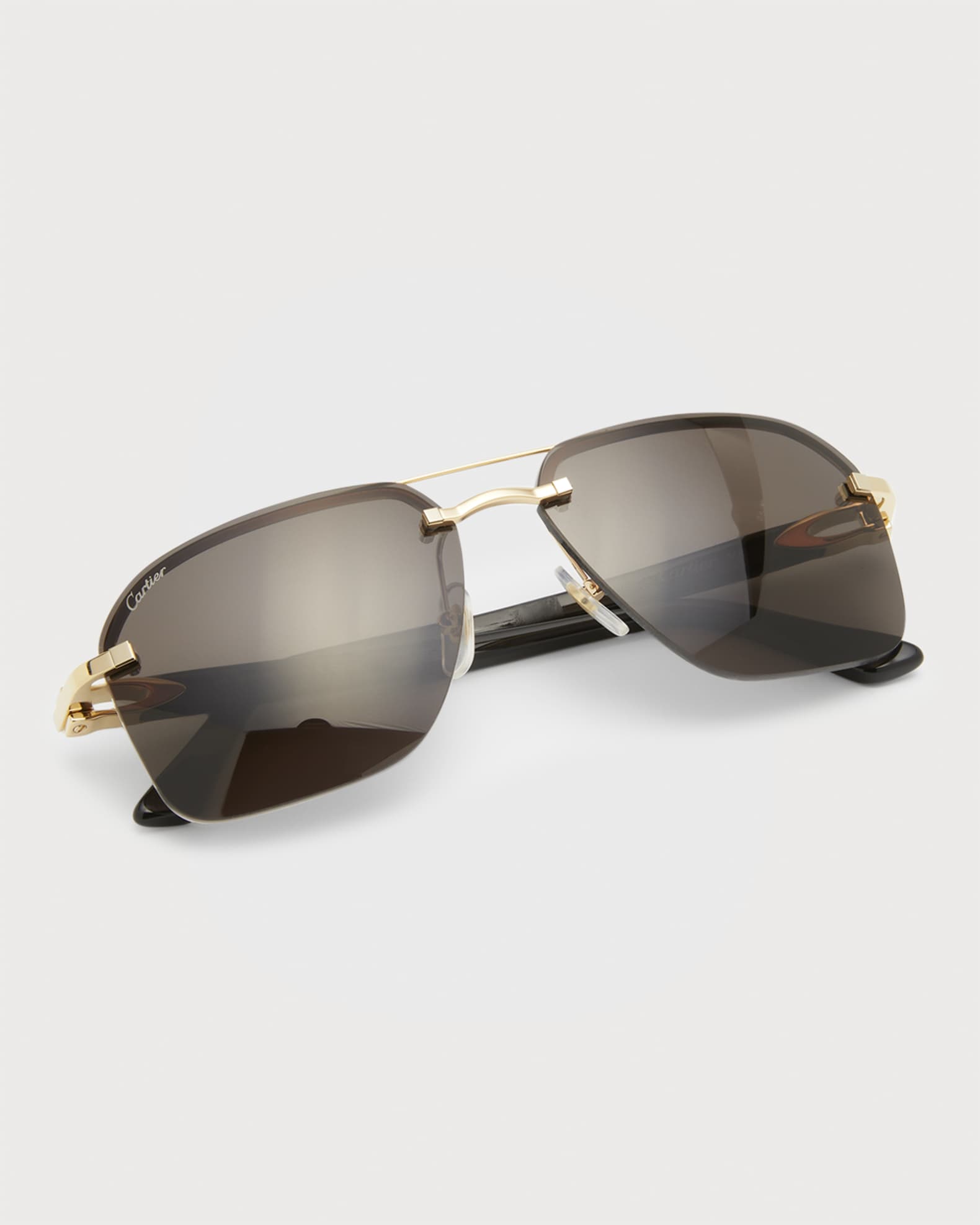 Cartier Men's Rimless Double-Bridge Aviator Sunglasses | Neiman Marcus