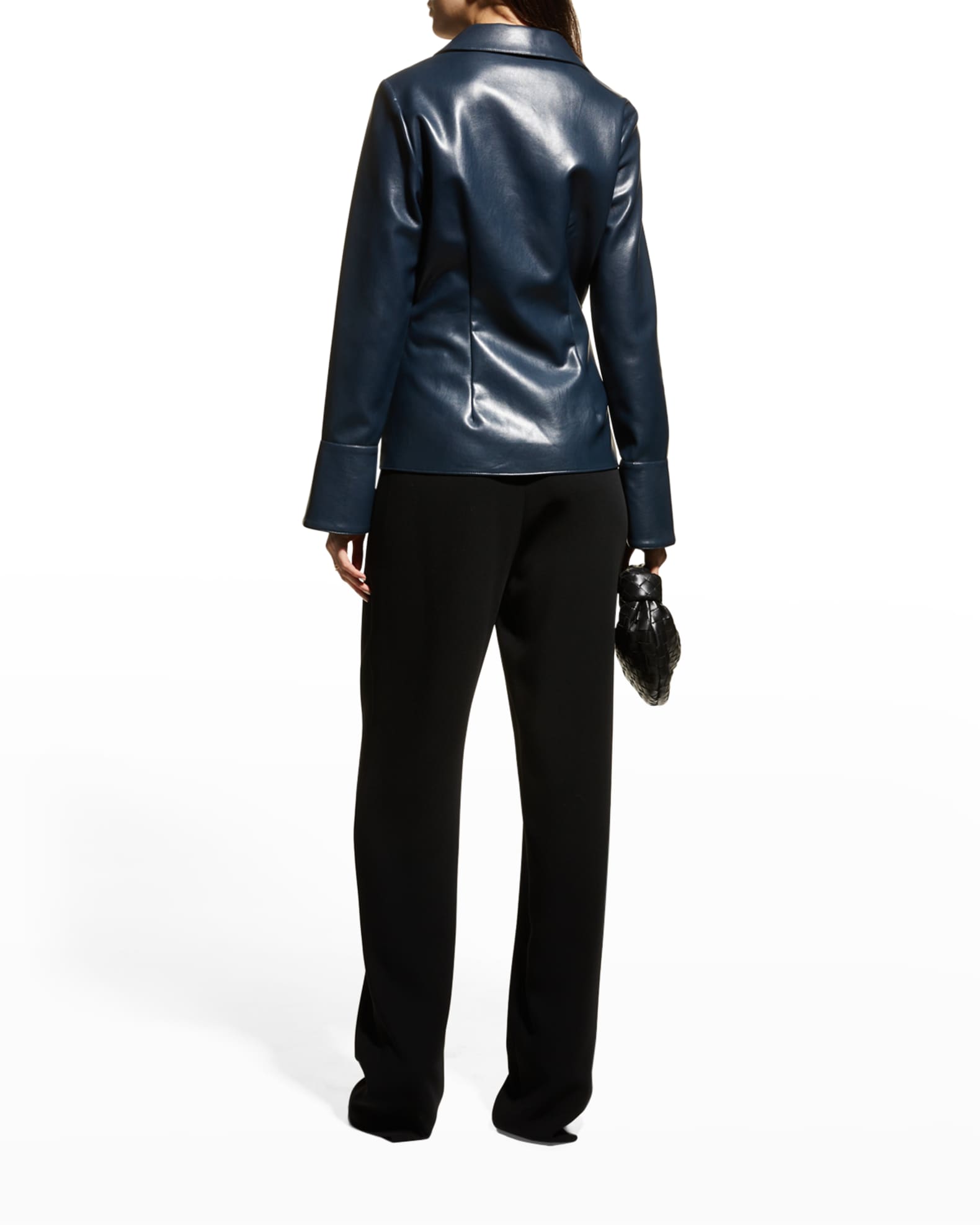 Cinq a Sept McKenna Twisted Faux-Leather Long-Sleeve Top | Neiman Marcus