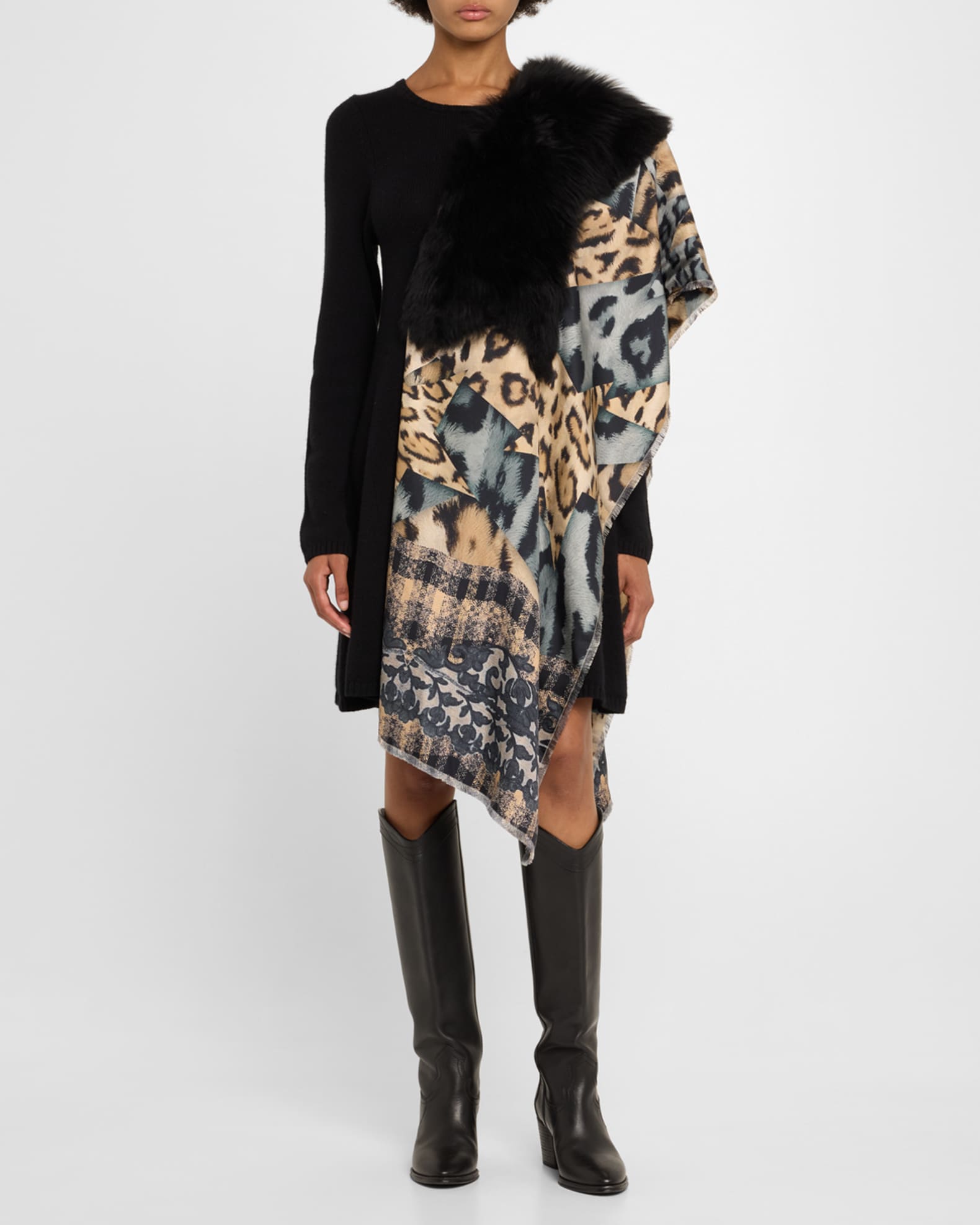 Pierre-Louis Mascia Fancy Shearling Pattern Scarf | Neiman Marcus