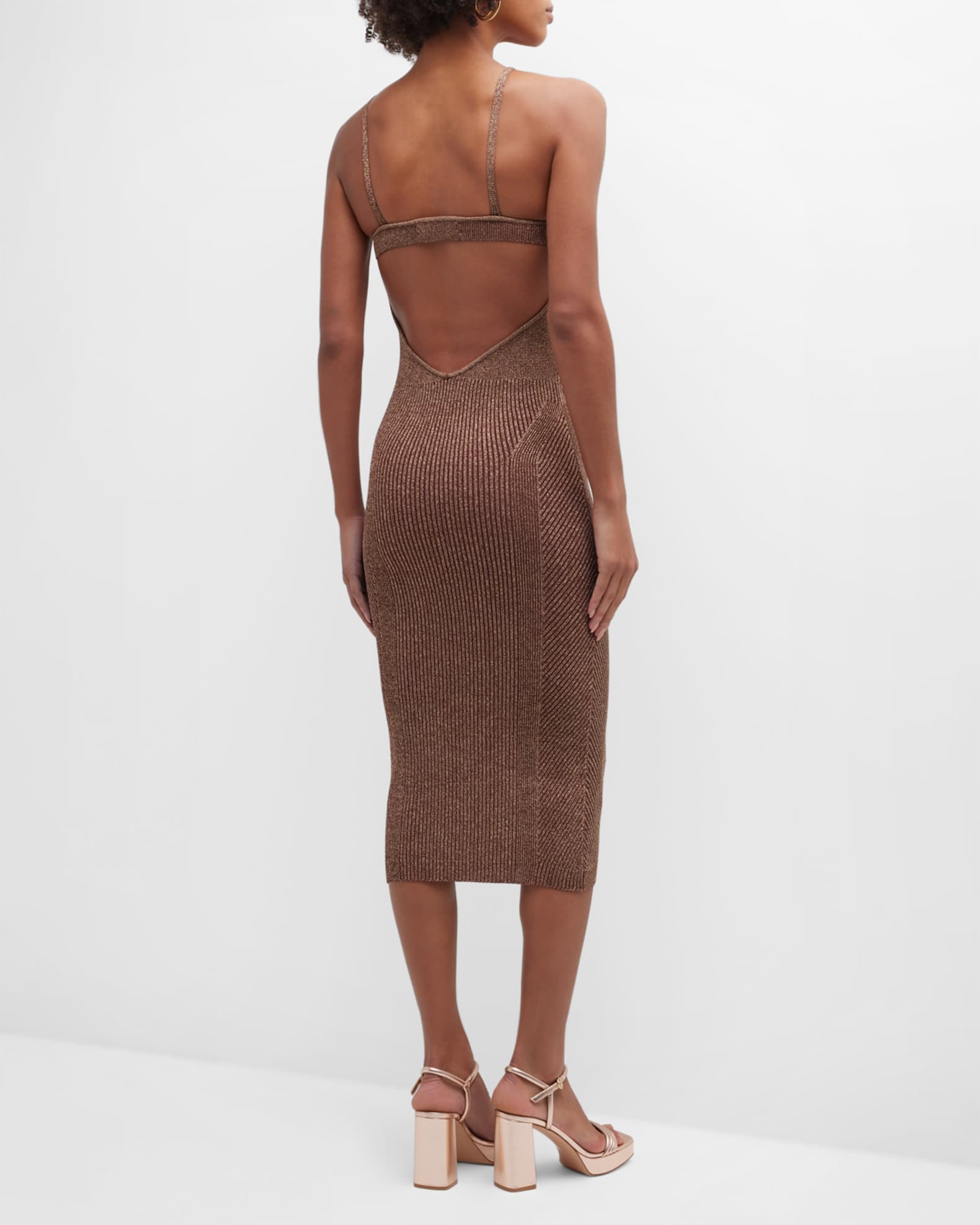 Retrofete Amster Rib-Knit Cutout-Back Midi Dress | Neiman Marcus