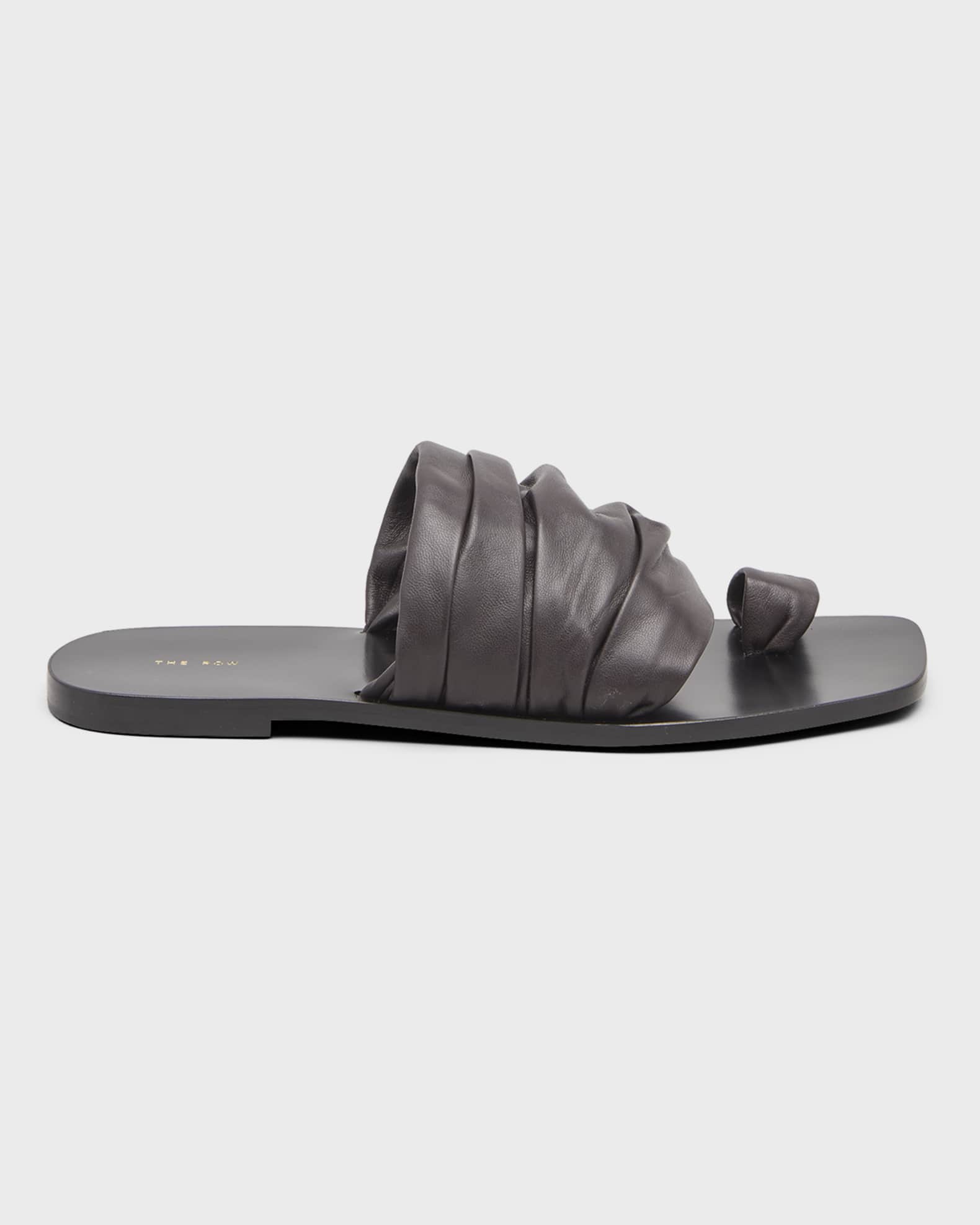 THE ROW Drape Leather Toe-Loop Flat Sandals | Neiman Marcus