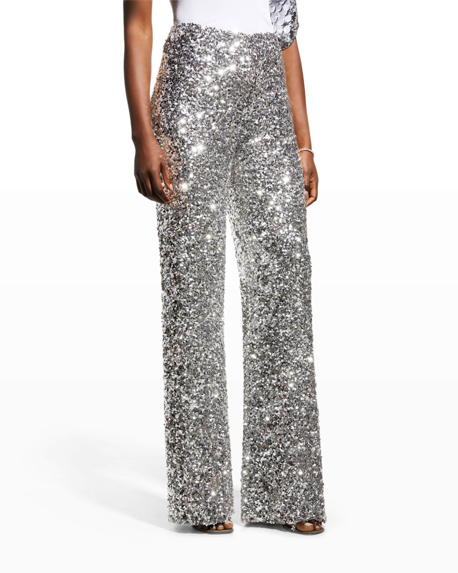 Sachin & Babi Alli Sequin High-Rise Wide-Leg Pants | Neiman Marcus