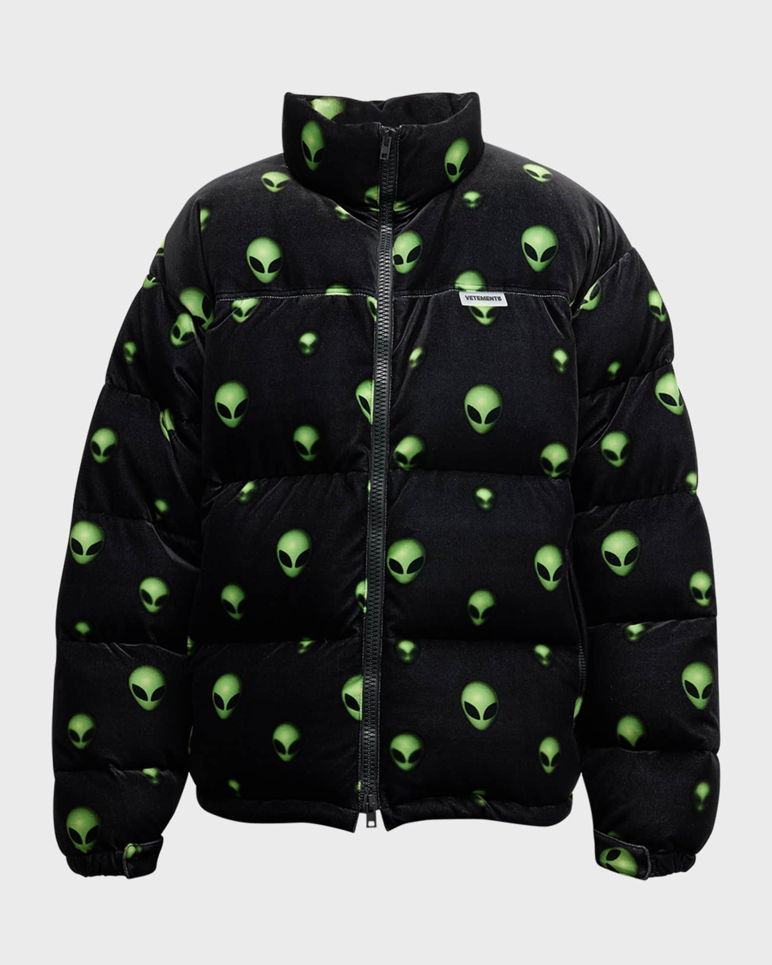 Vetements Men's Velvet Alien Head Puffer Jacket | Neiman Marcus