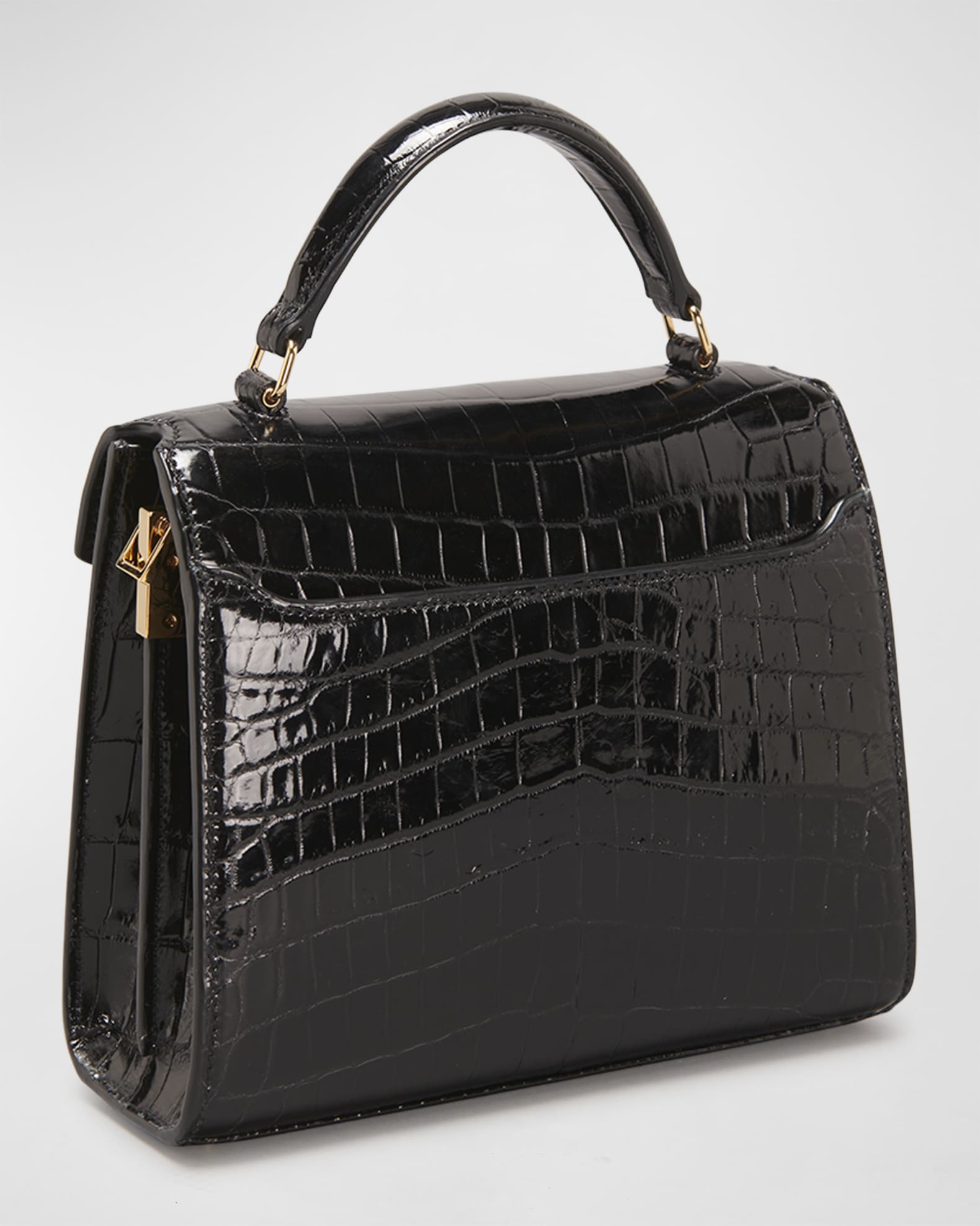 Saint Laurent Cassandra Mini YSL Alligator Top-Handle Bag | Neiman Marcus