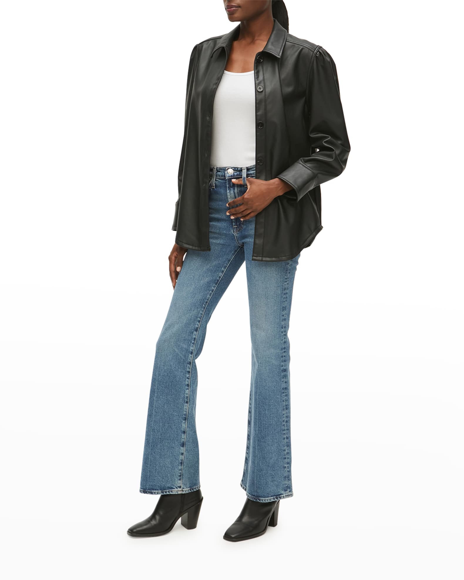 Michael Stars Babe Faux Leather Shacket | Neiman Marcus