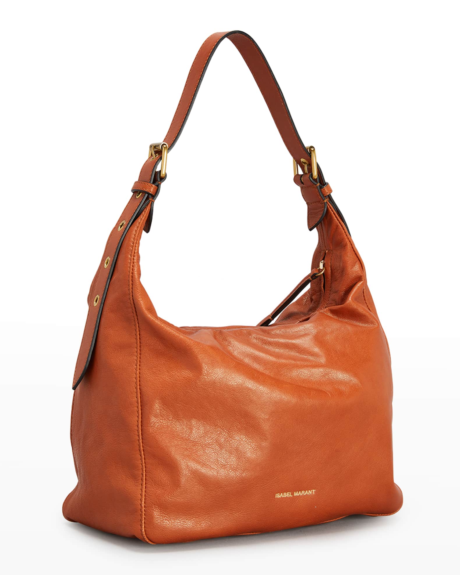 Isabel Marant Niamey Zip Leather Hobo Bag | Neiman Marcus