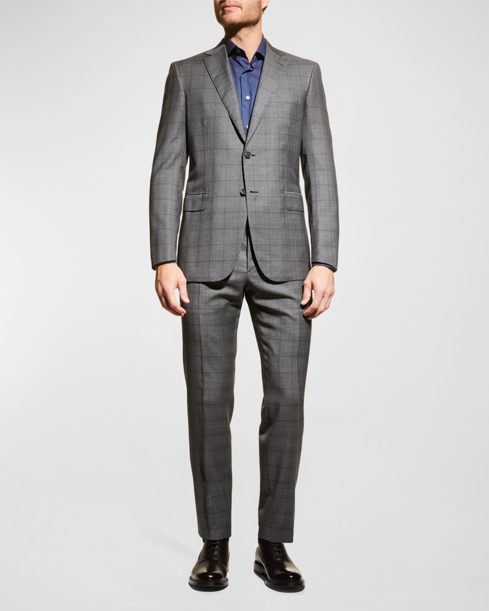 Brioni Men's Windowpane Wool Suit | Neiman Marcus