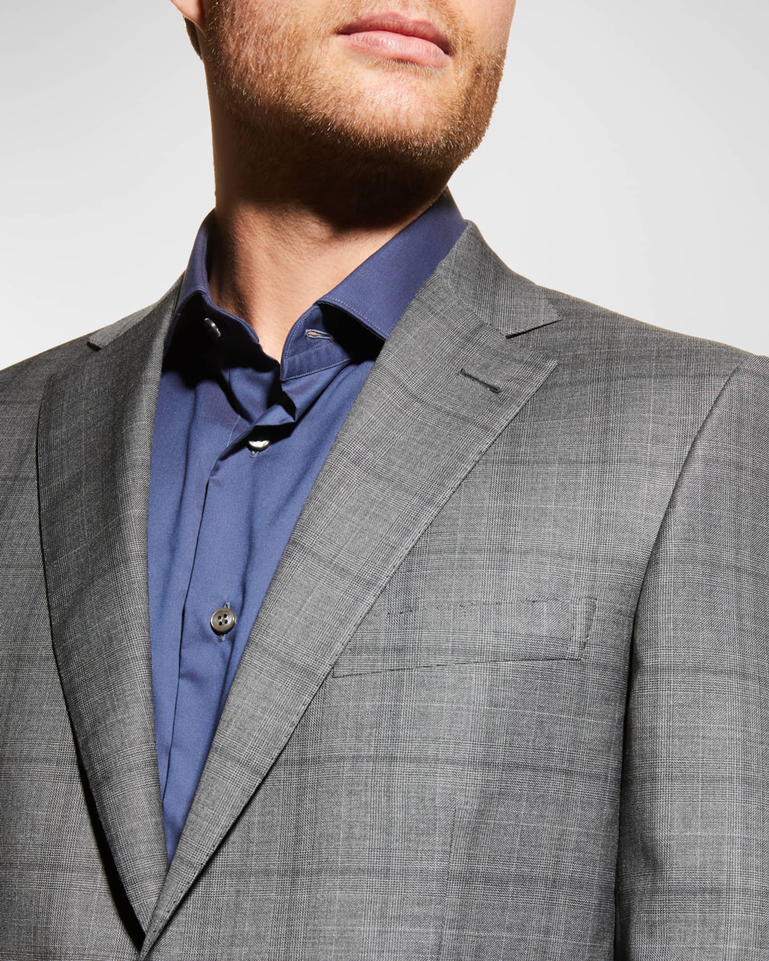 Brioni Men's Windowpane Wool Suit | Neiman Marcus
