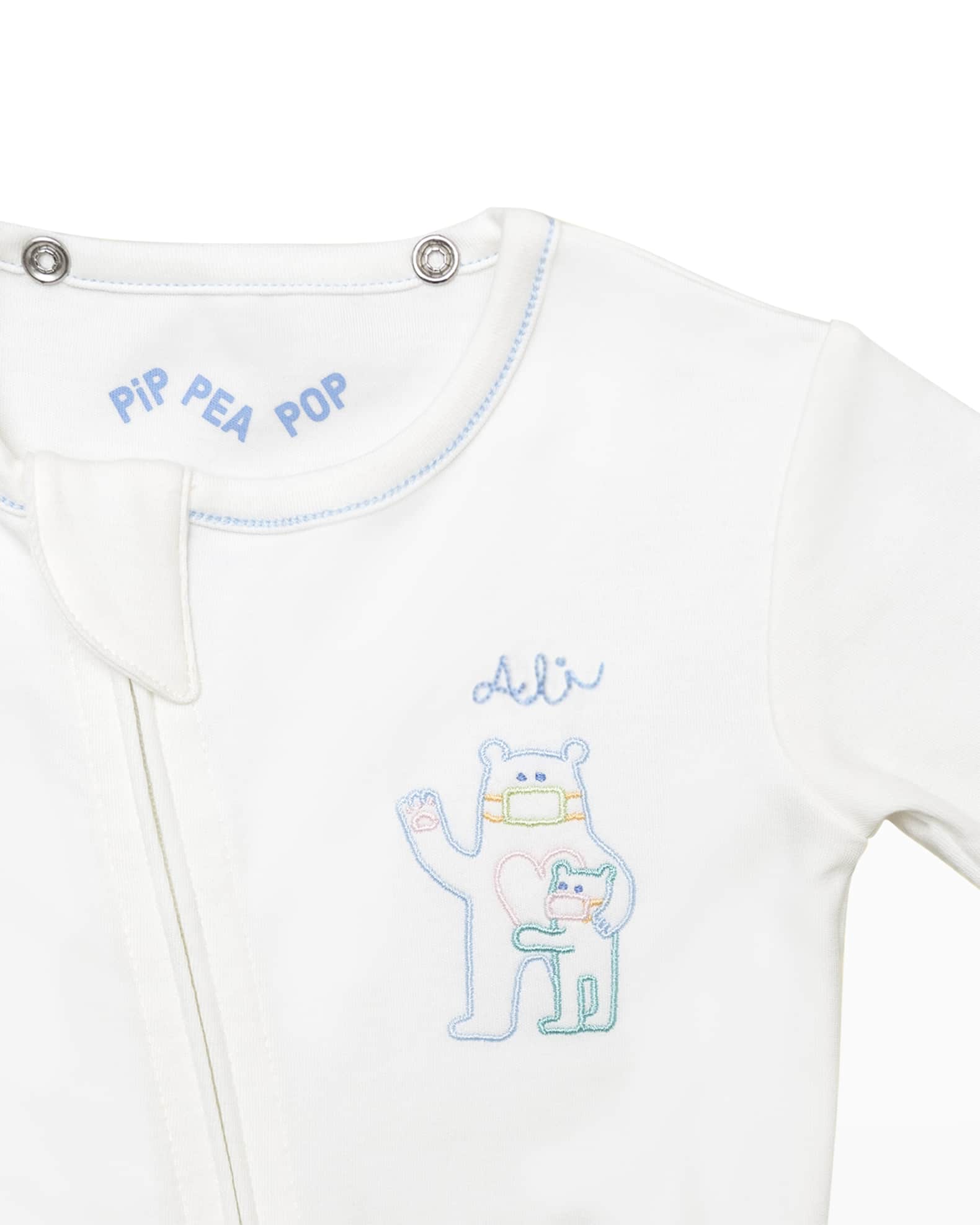 PiP PEA POP Baby's Personalized Footed Bodysuit w/ Attachable Bib, Size ...