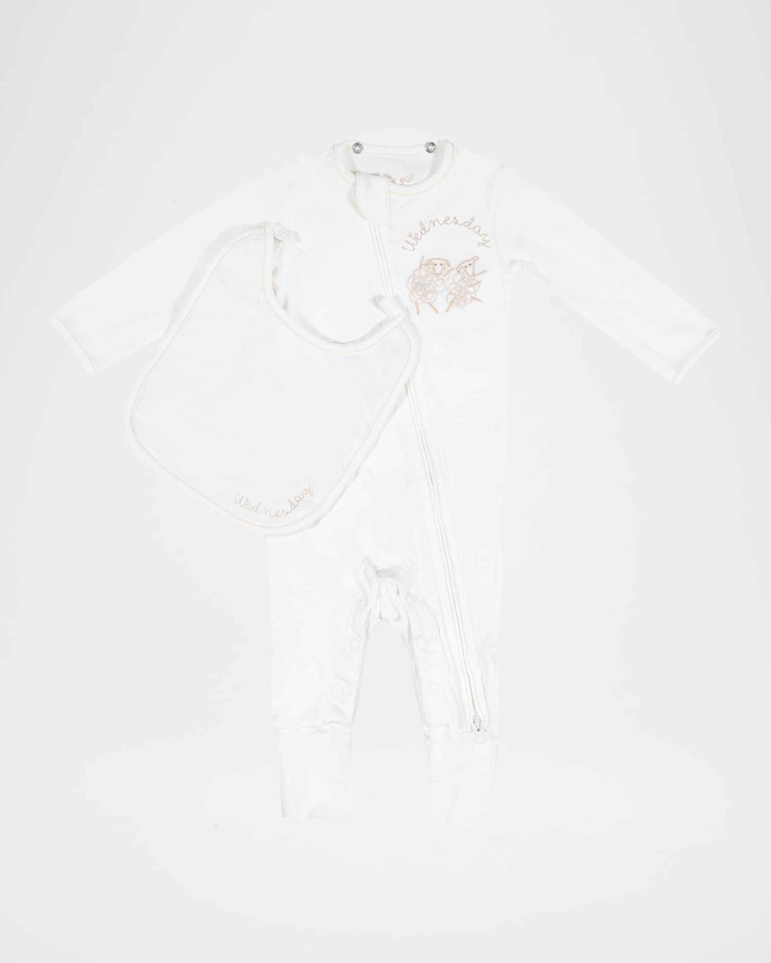 PiP PEA POP Baby's Personalized Footed Bodysuit w/ Attachable Bib, Size ...