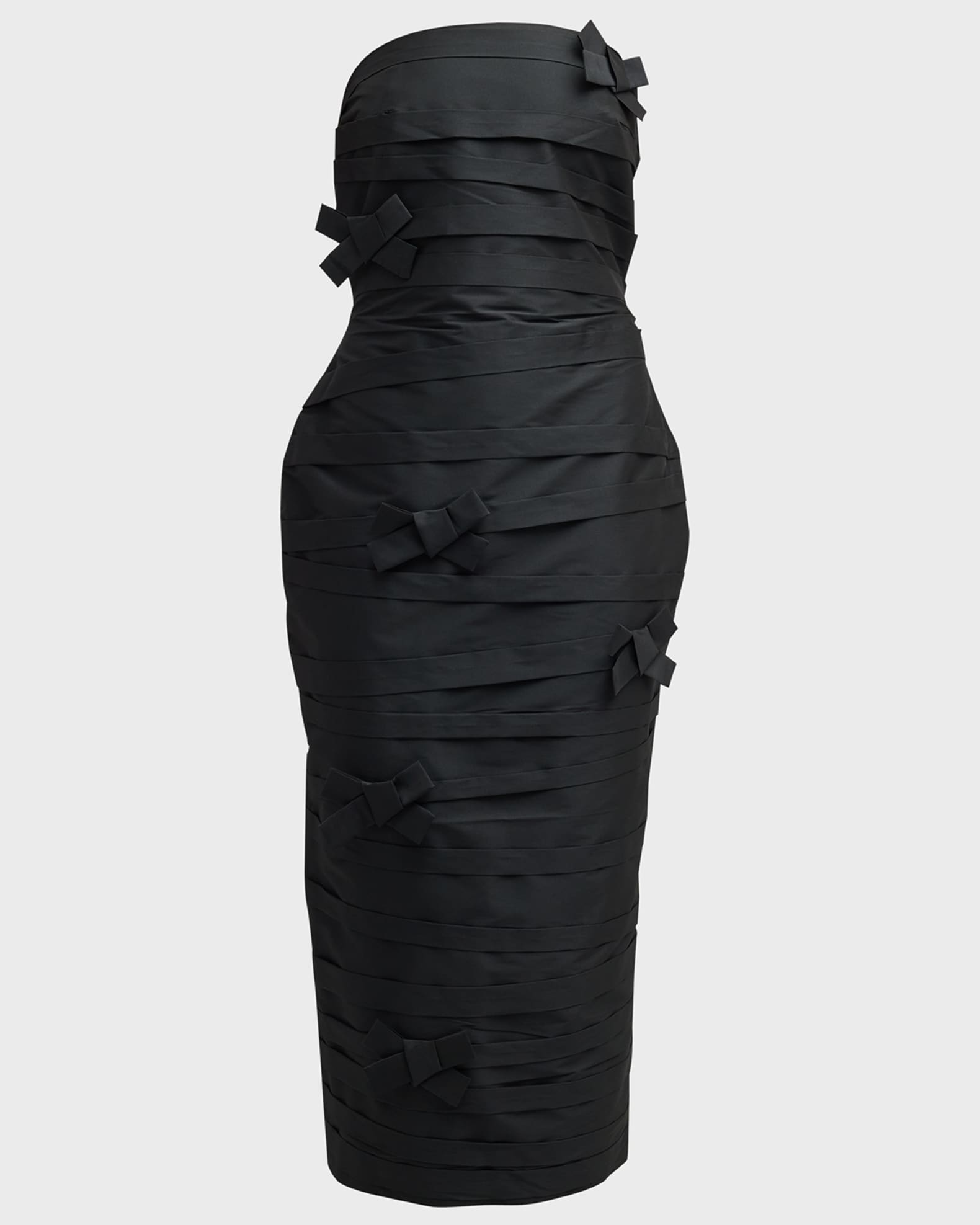 BERNADETTE Taffi Strapless Pleated Bow Midi Dress | Neiman Marcus