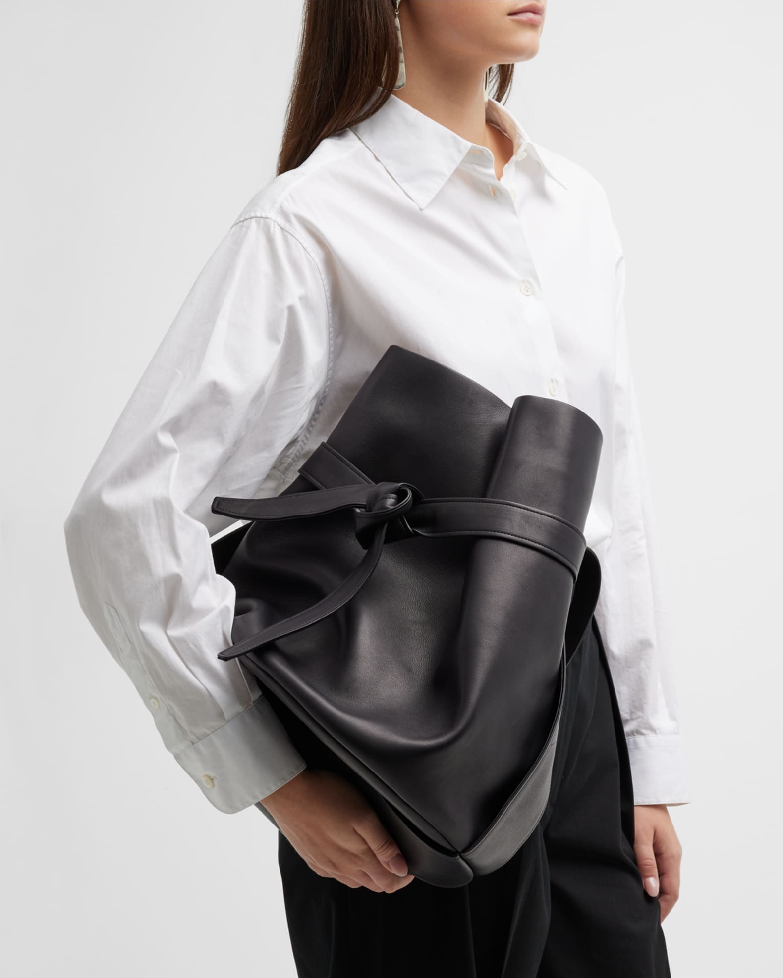 THE ROW Leo Large Saddle Hobo Bag in Leather | Neiman Marcus