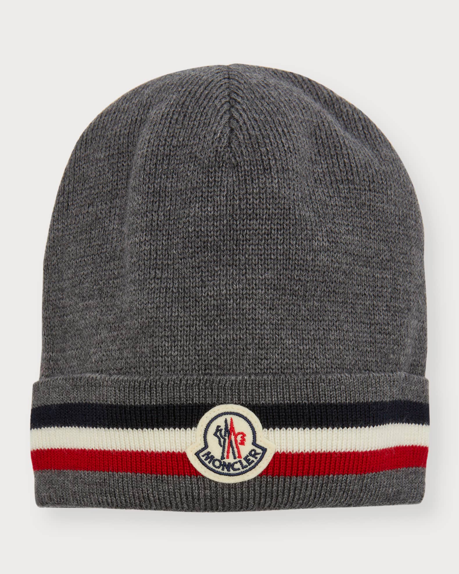 Moncler Men's Tricolor Logo Beanie | Neiman Marcus