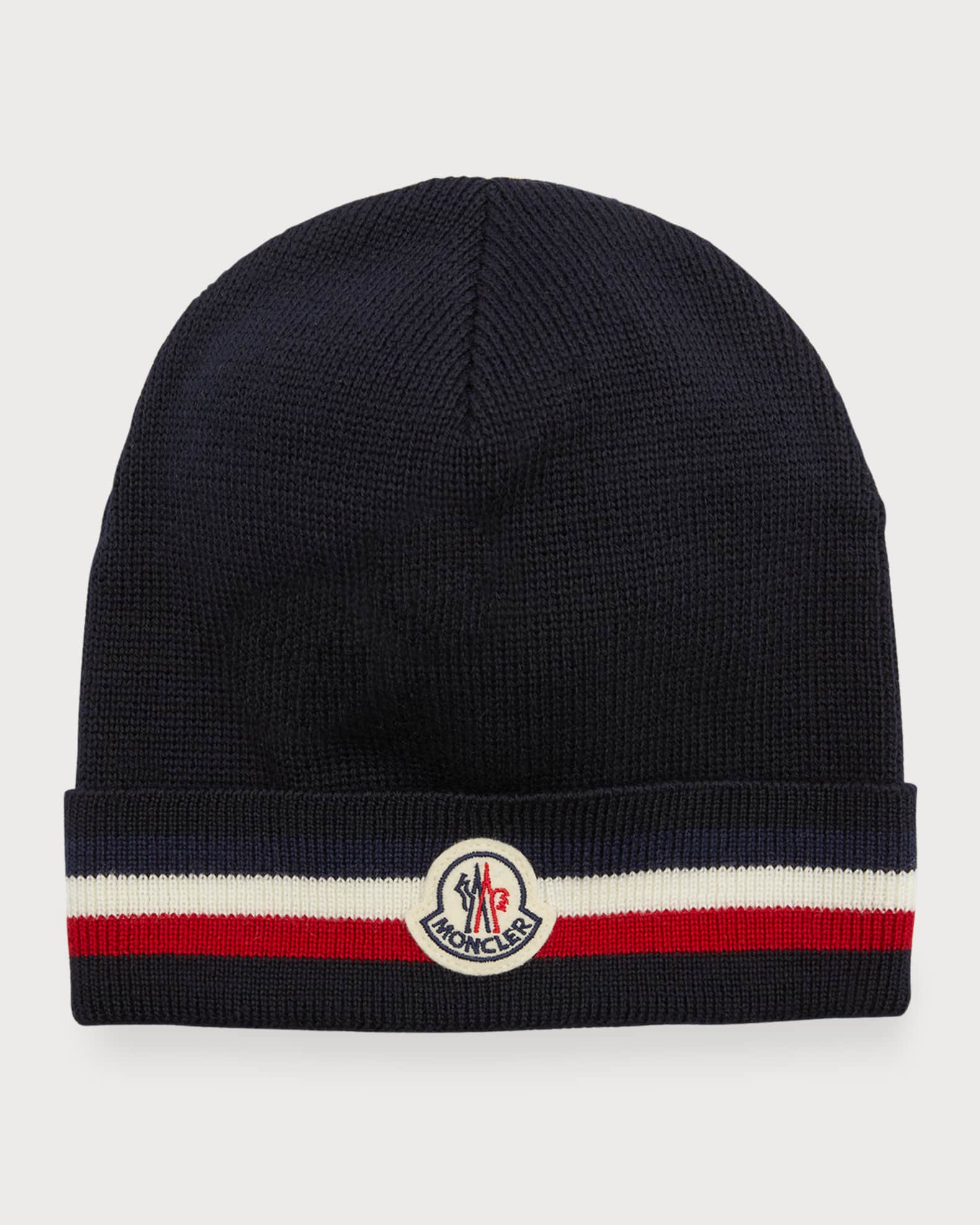 Moncler Men's Tricolor Logo Beanie | Neiman Marcus