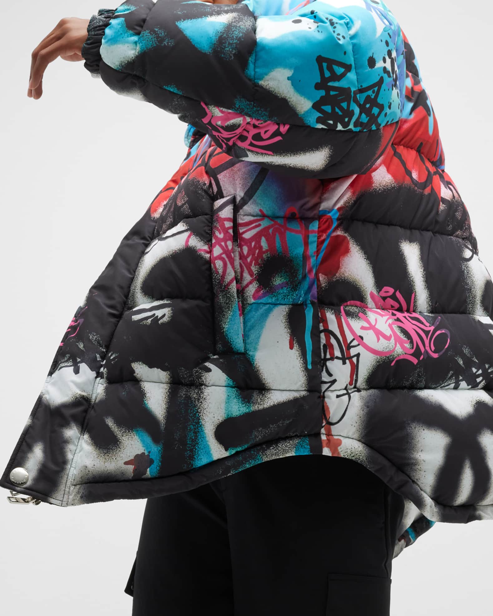 Dolce&Gabbana Men's Graffiti-Print Puffer Jacket | Neiman Marcus