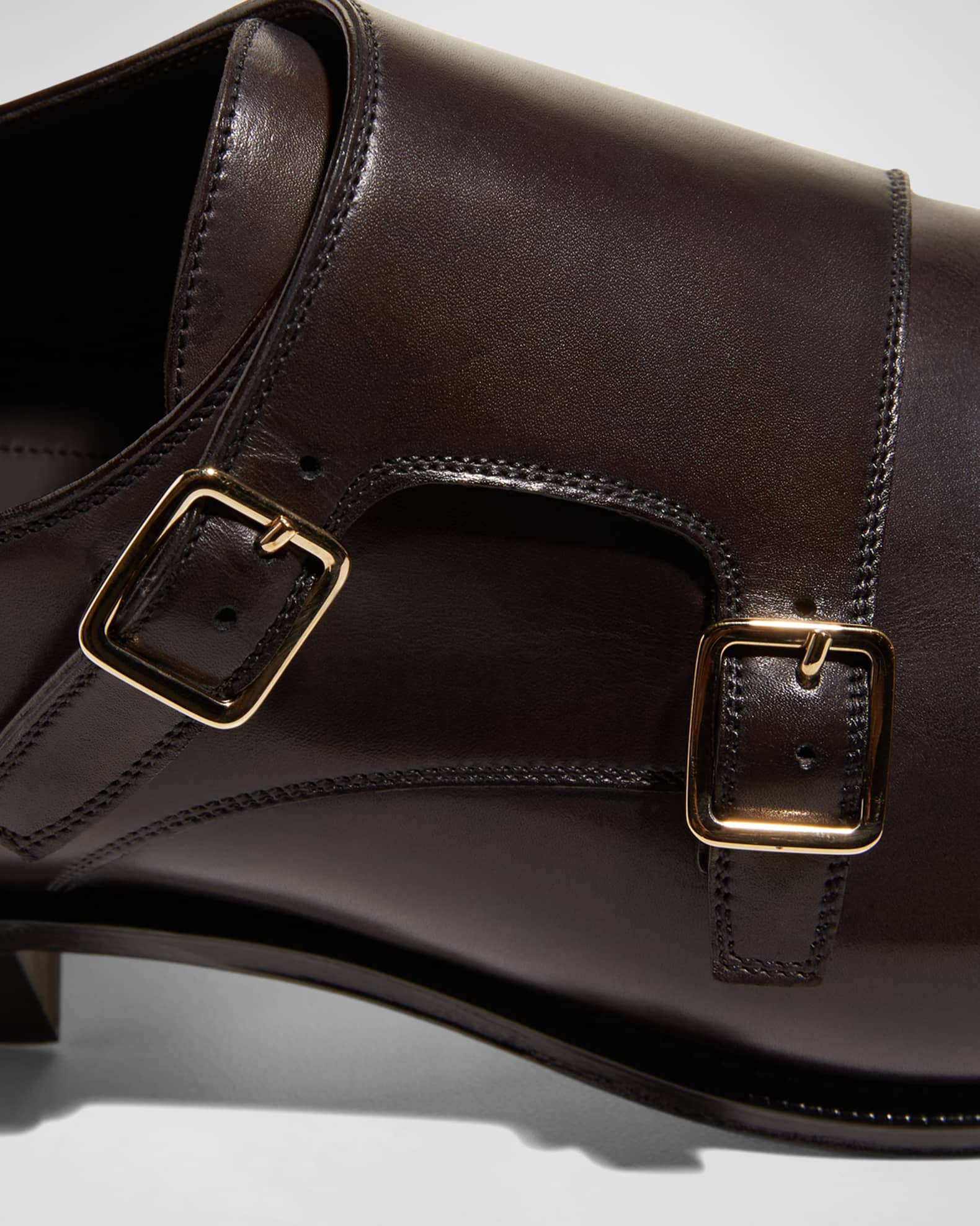 TOM FORD Men's Claydon Leather Double Monk Strap Loafers | Neiman Marcus