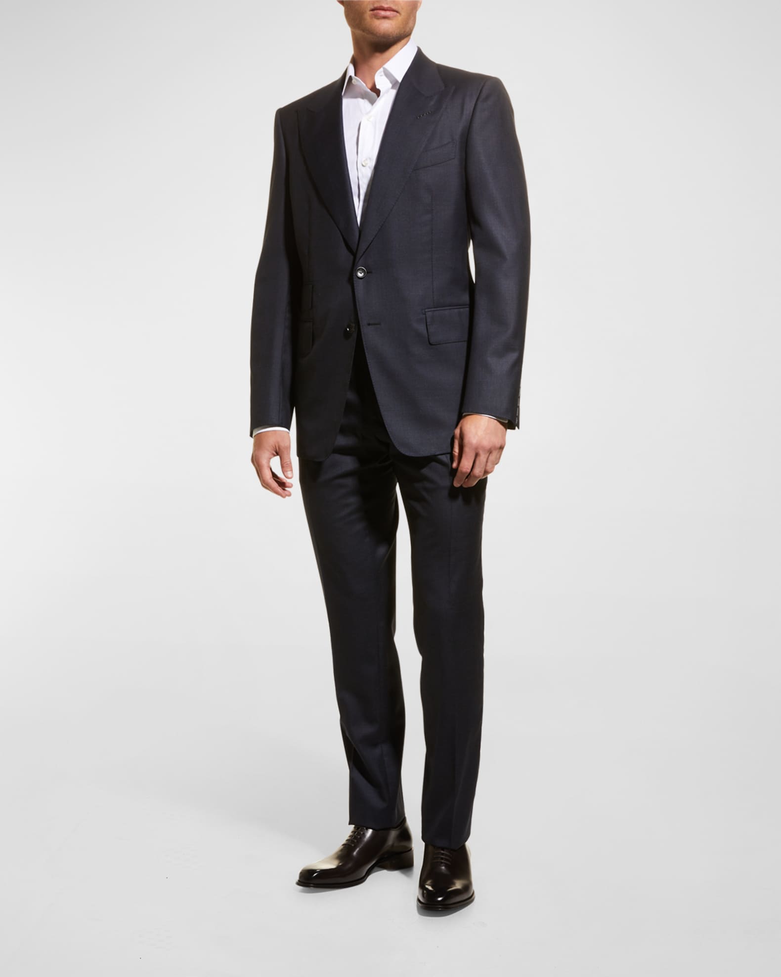 TOM FORD Men's Claydon Burnished Leather Oxfords | Neiman Marcus