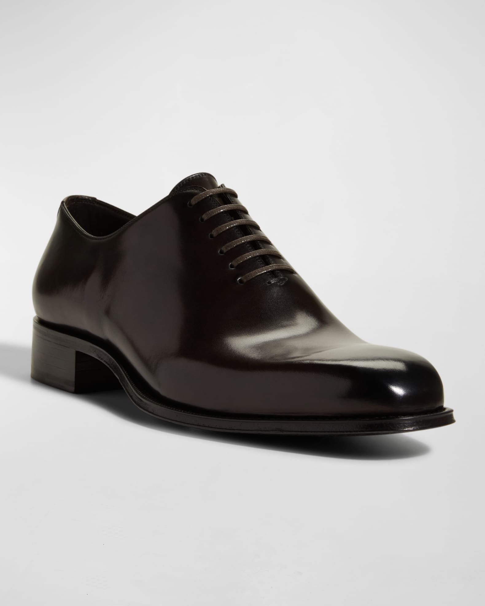 TOM FORD Men's Claydon Burnished Leather Oxfords | Neiman Marcus