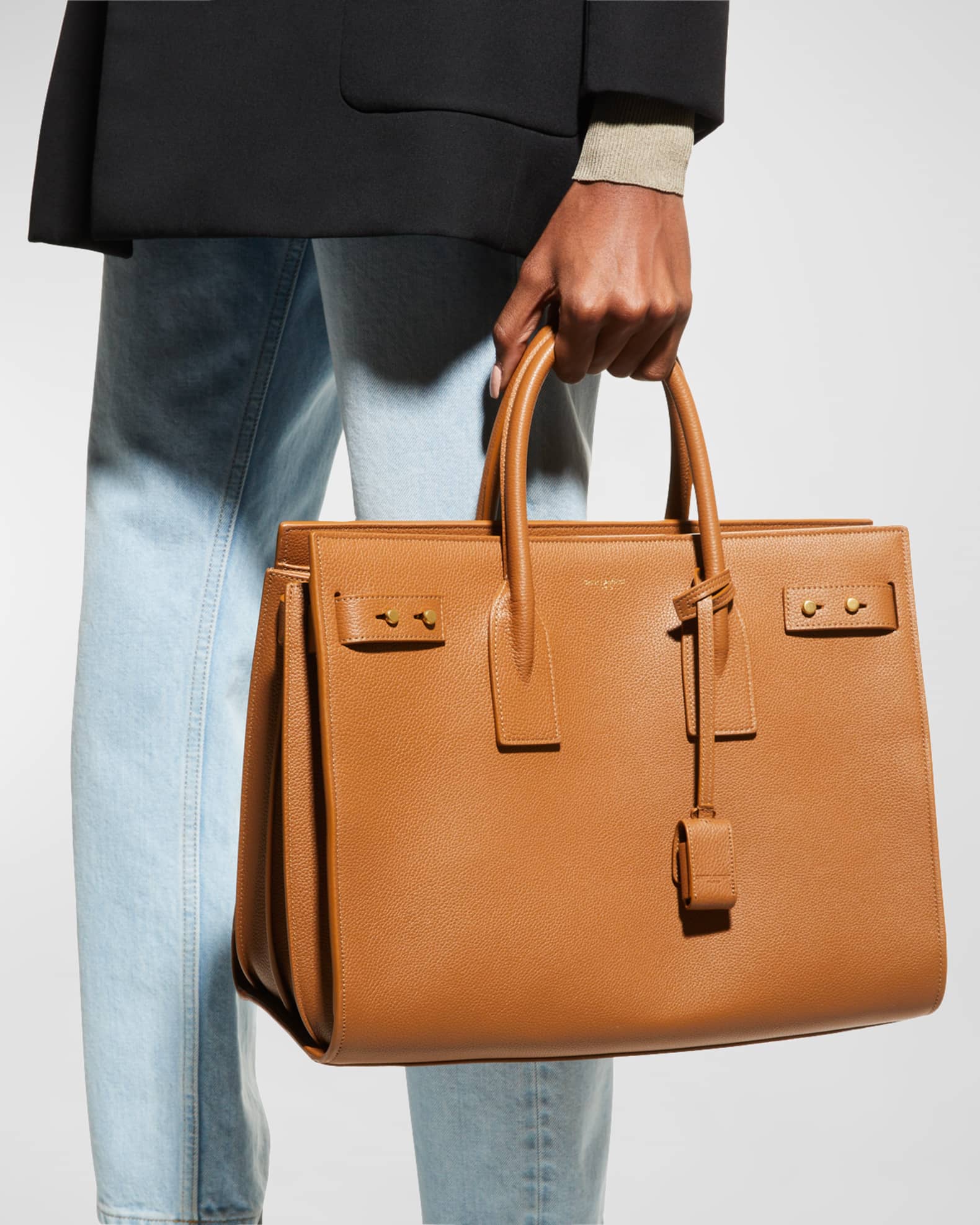 Saint Laurent Sac De Jour Medium Top-Handle Bag in Grained Leather ...