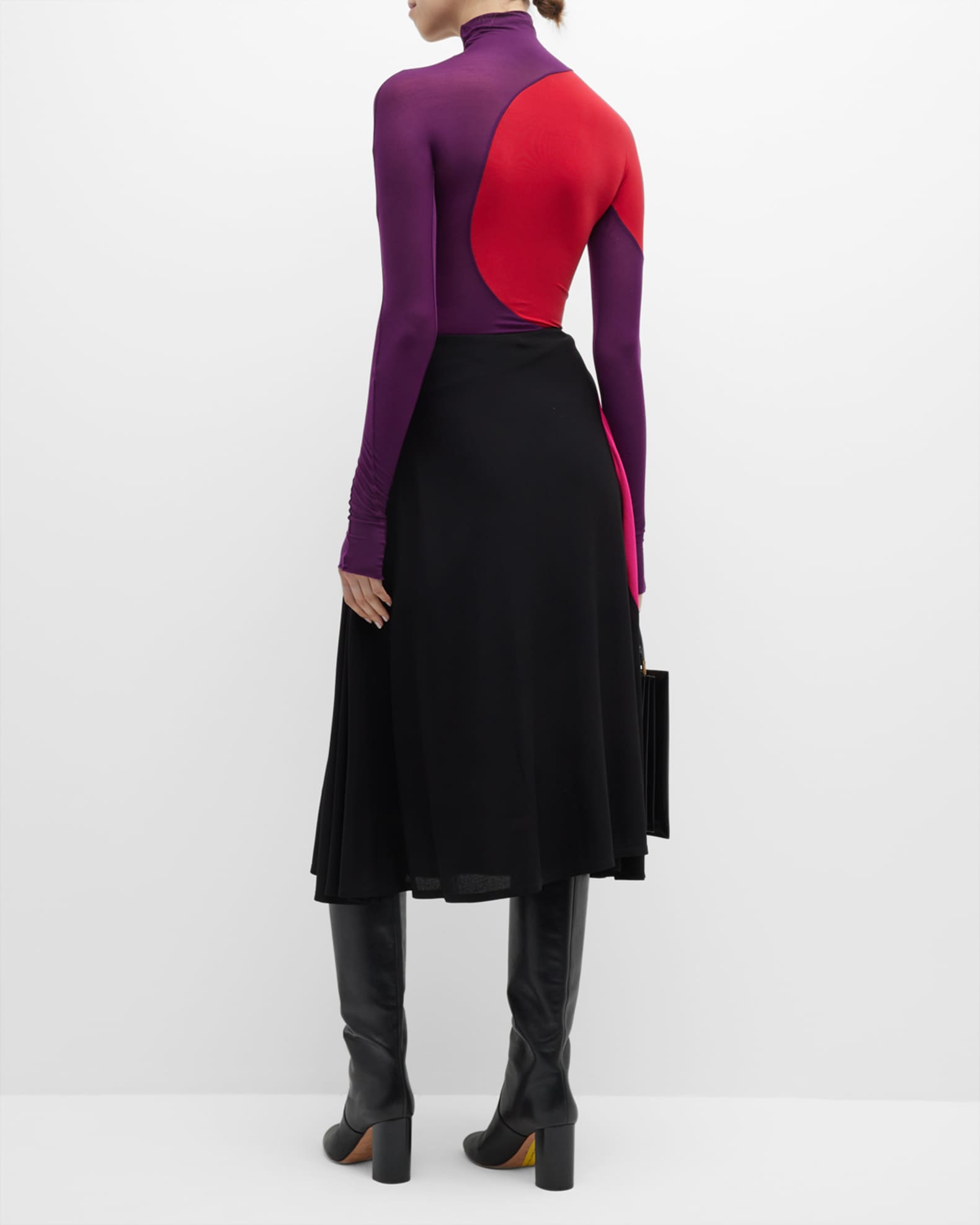 Tory Burch Colorblock Turtleneck Jersey Top | Neiman Marcus