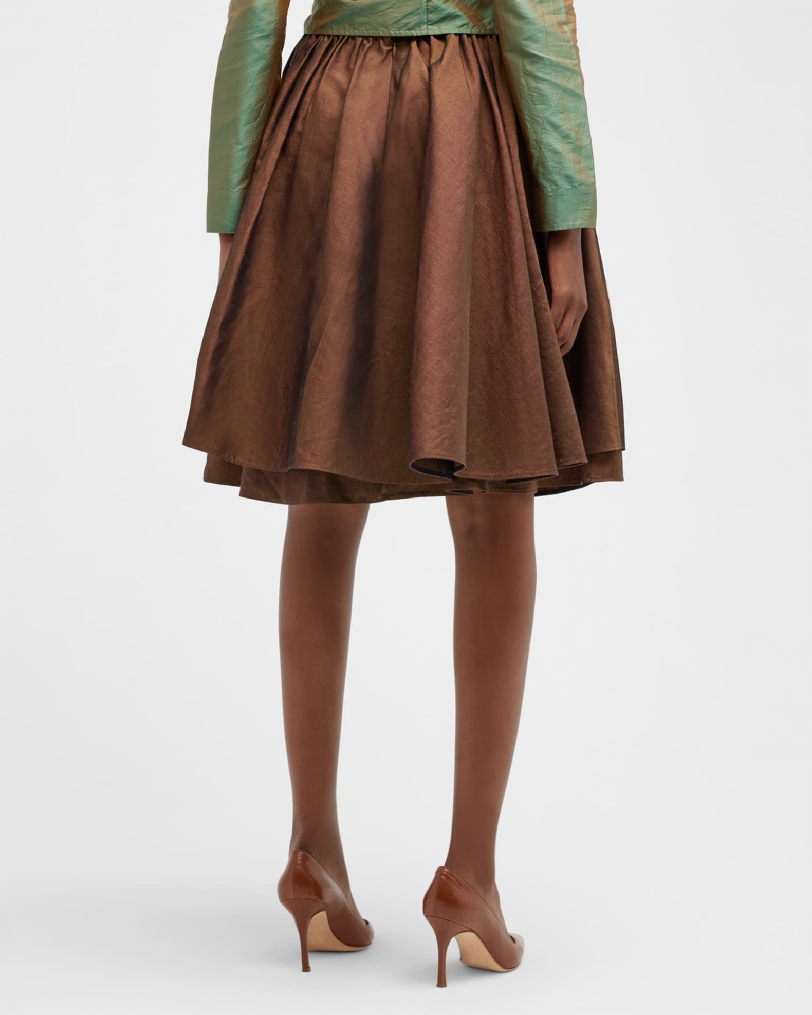 Tory Burch A-Line Linen Shantung Ballet Skirt | Neiman Marcus