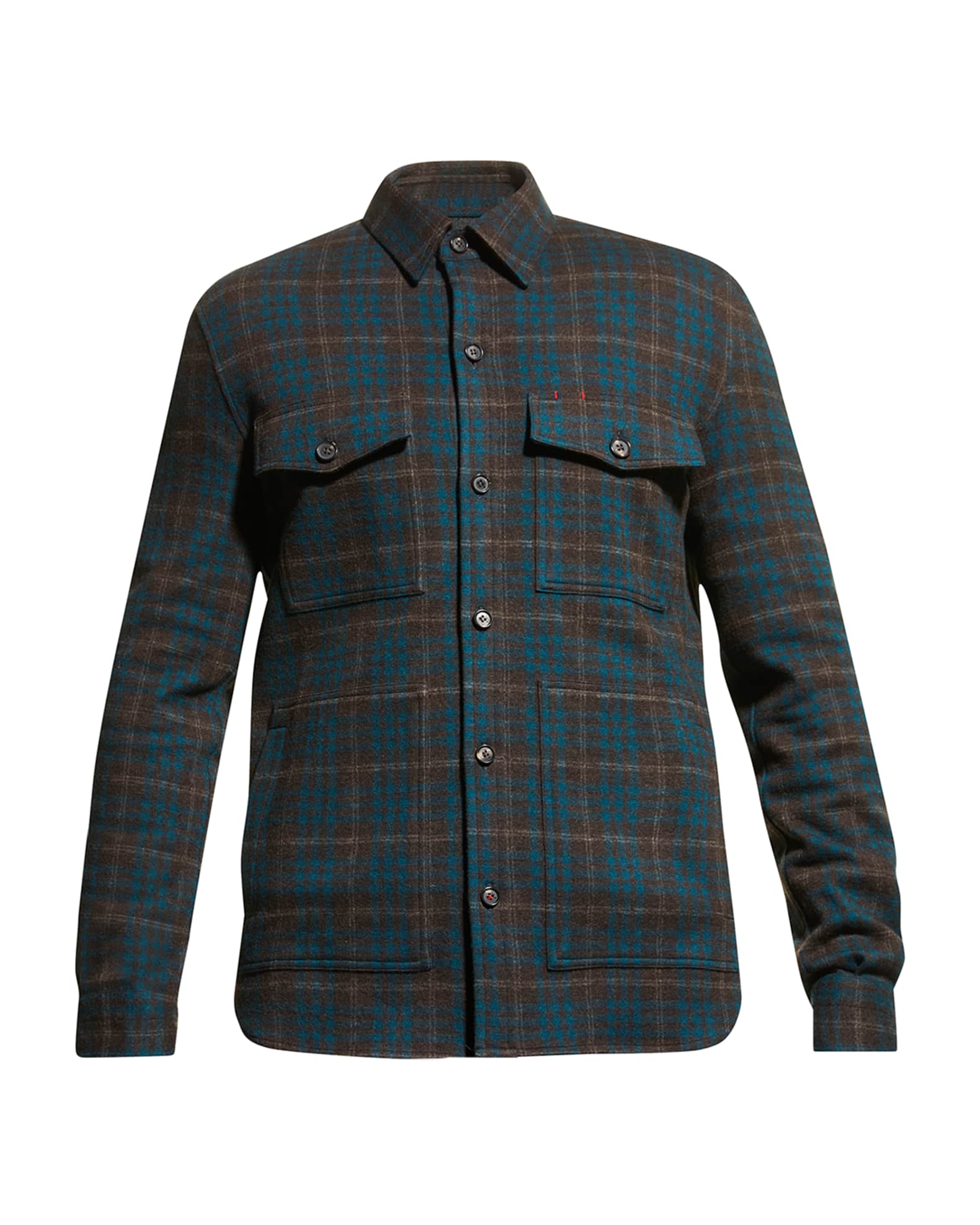 Isaia Men's Wool Plaid Overshirt | Neiman Marcus