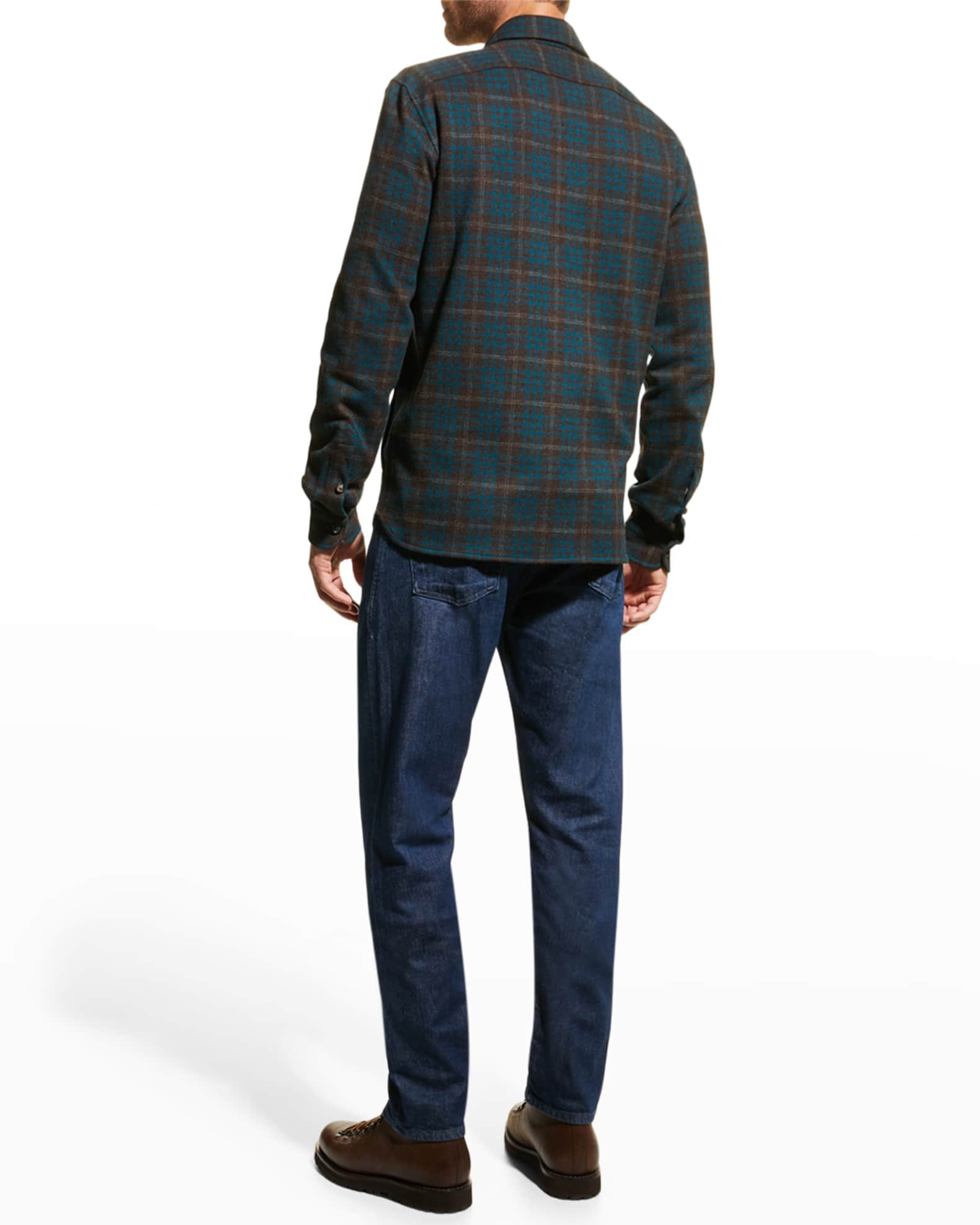 Isaia Men's Wool Plaid Overshirt | Neiman Marcus